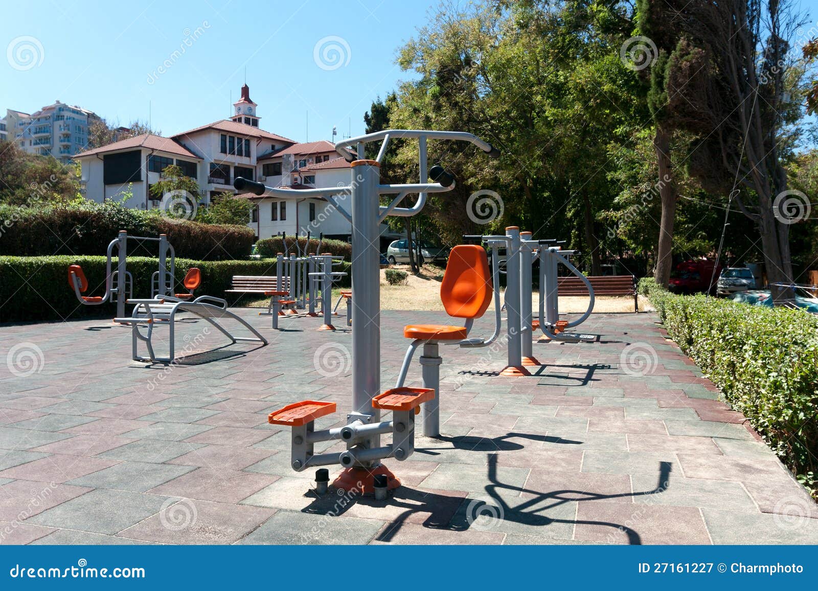Outdoor gym stock image. Image of trees, equipment, exercise - 27161227