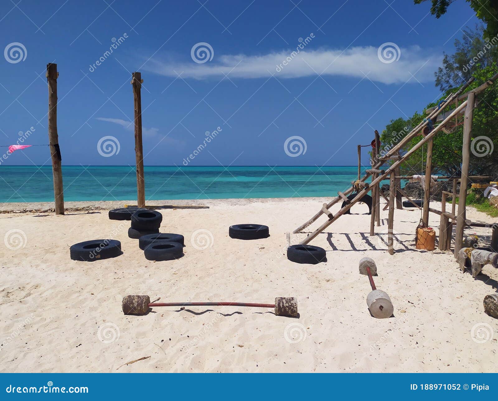 Outdoor Gym on the Beach on Zanzibar Stock Photo - Image of workout ...