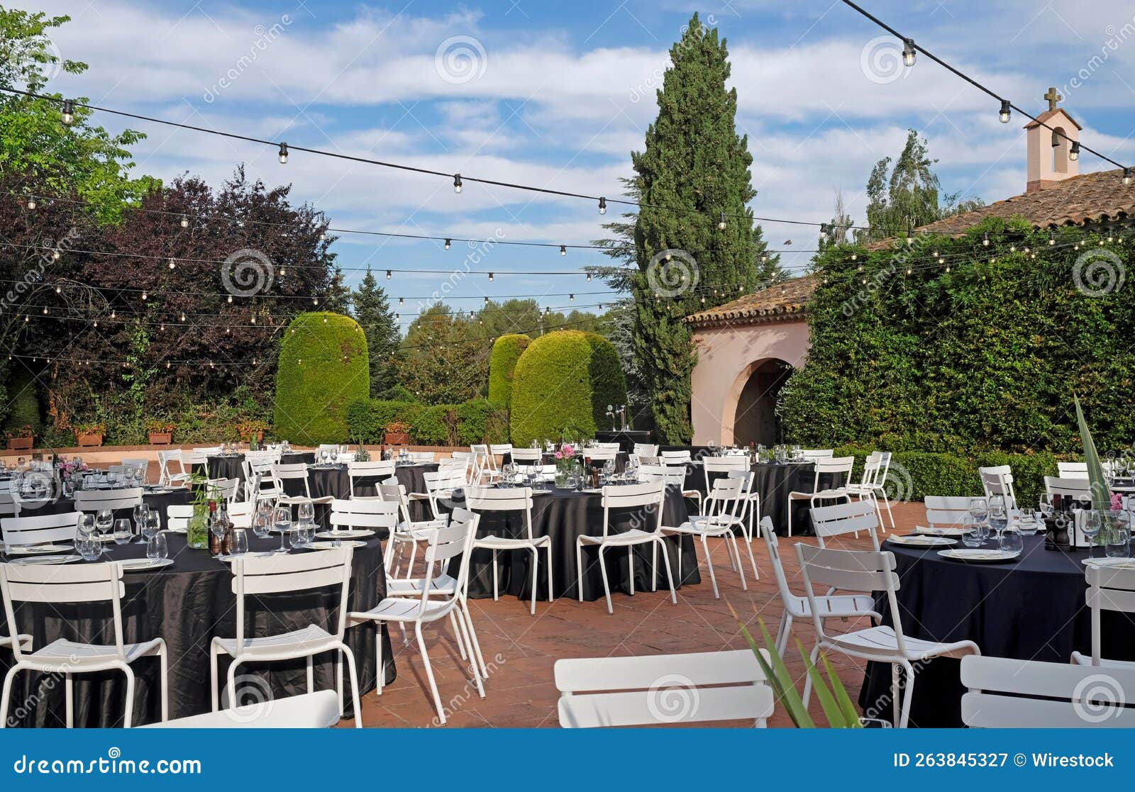 Outdoor Hall with Numerous Tables for an Event Stock Image - Image of ...