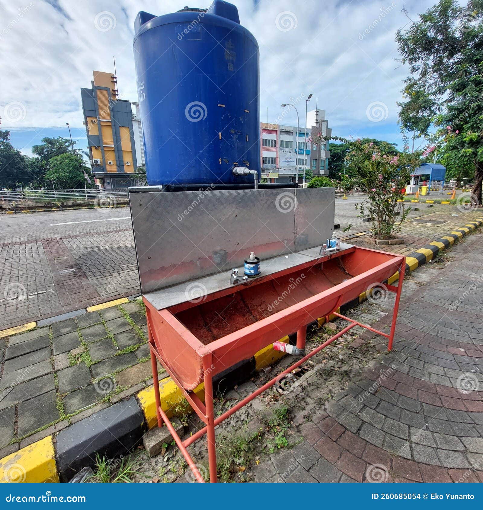 Outdoor Hand Washing Area in Public Area Stock Photo - Image of railway ...