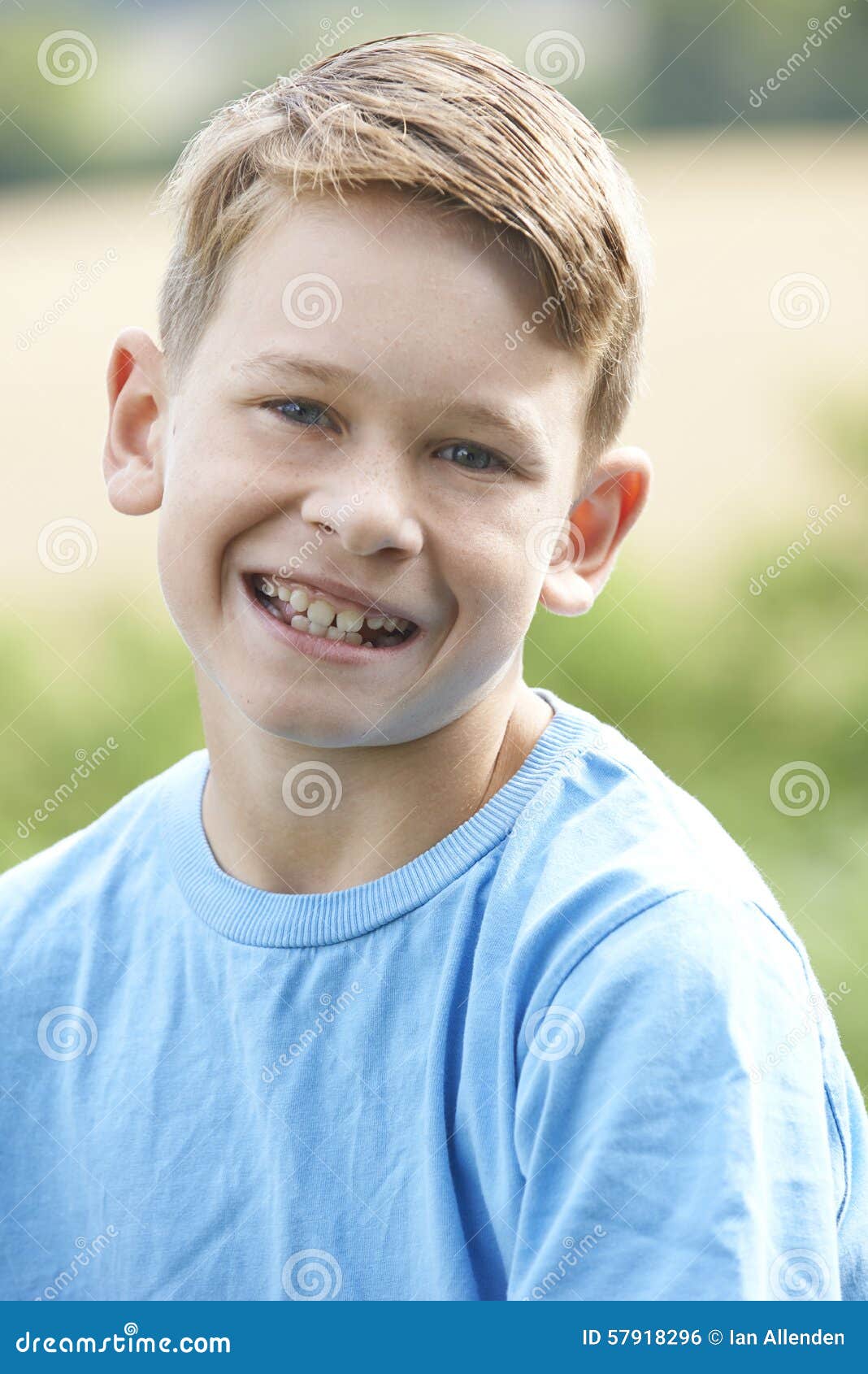 Outdoor Head and Shoulder Portrait of Smiling Boy Stock Photo - Image ...
