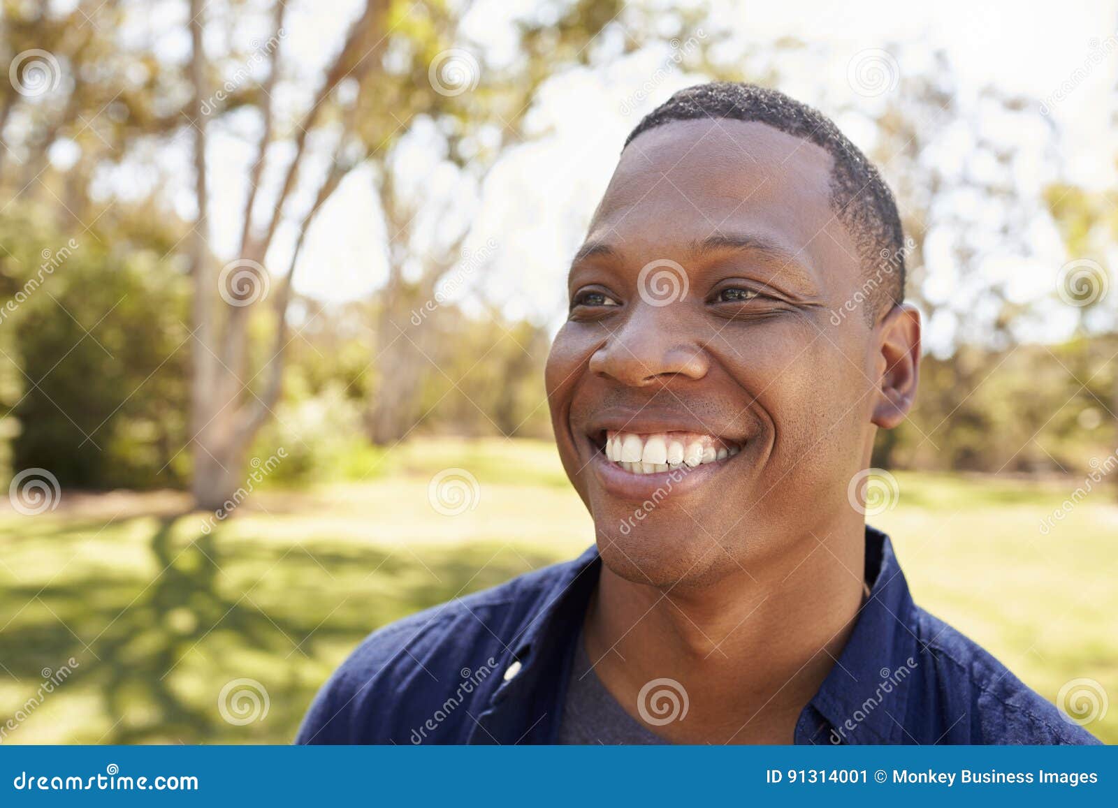 Outdoor Head and Shoulders Shot of Man in Park Stock Image - Image of ...