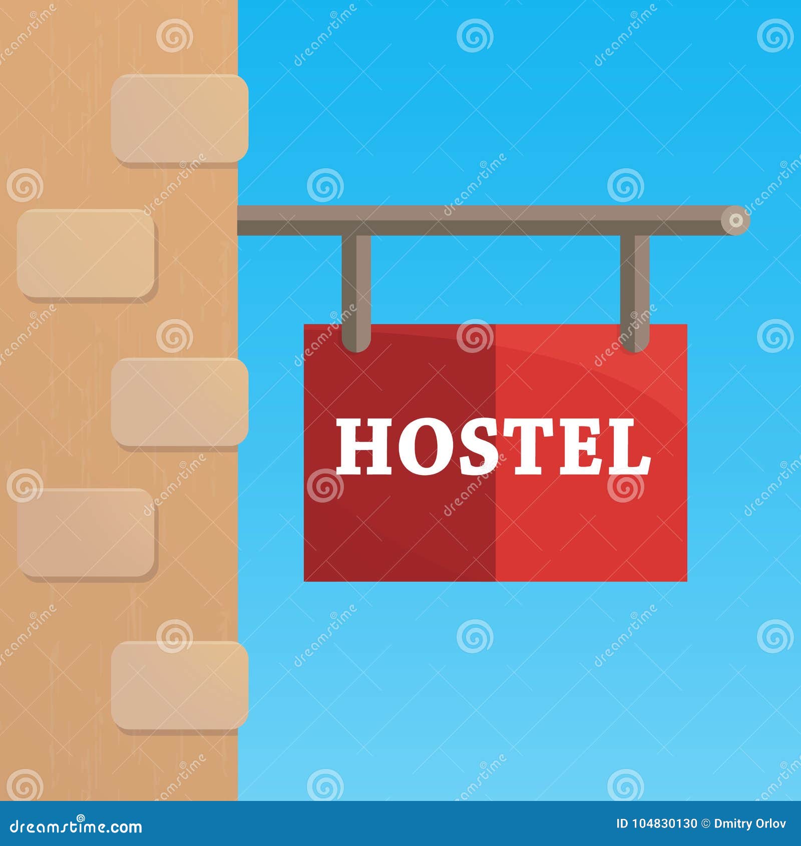 Outdoor Hostel Sign,flat Style Stock Vector - Illustration of brown ...