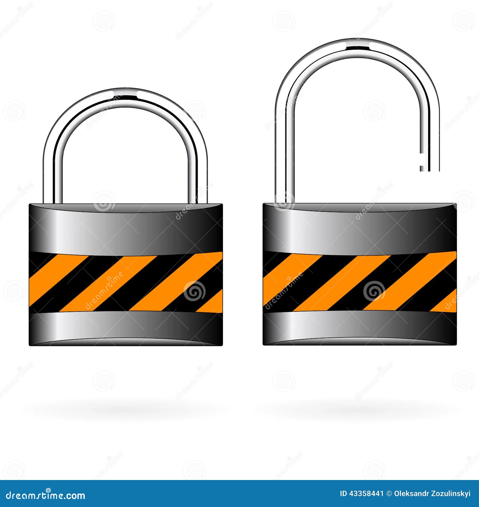 Outdoor and Indoor Iron Lock. Raster Stock Illustration - Illustration ...