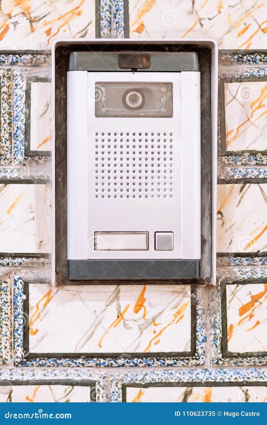 Outdoor Intercom Outside A Residential Building With Empty Name Tag ...