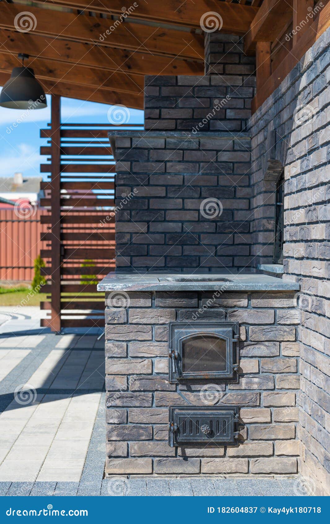 Outdoor Kitchen Made of Decorative Bricks. for Frying Meat Stock Image ...