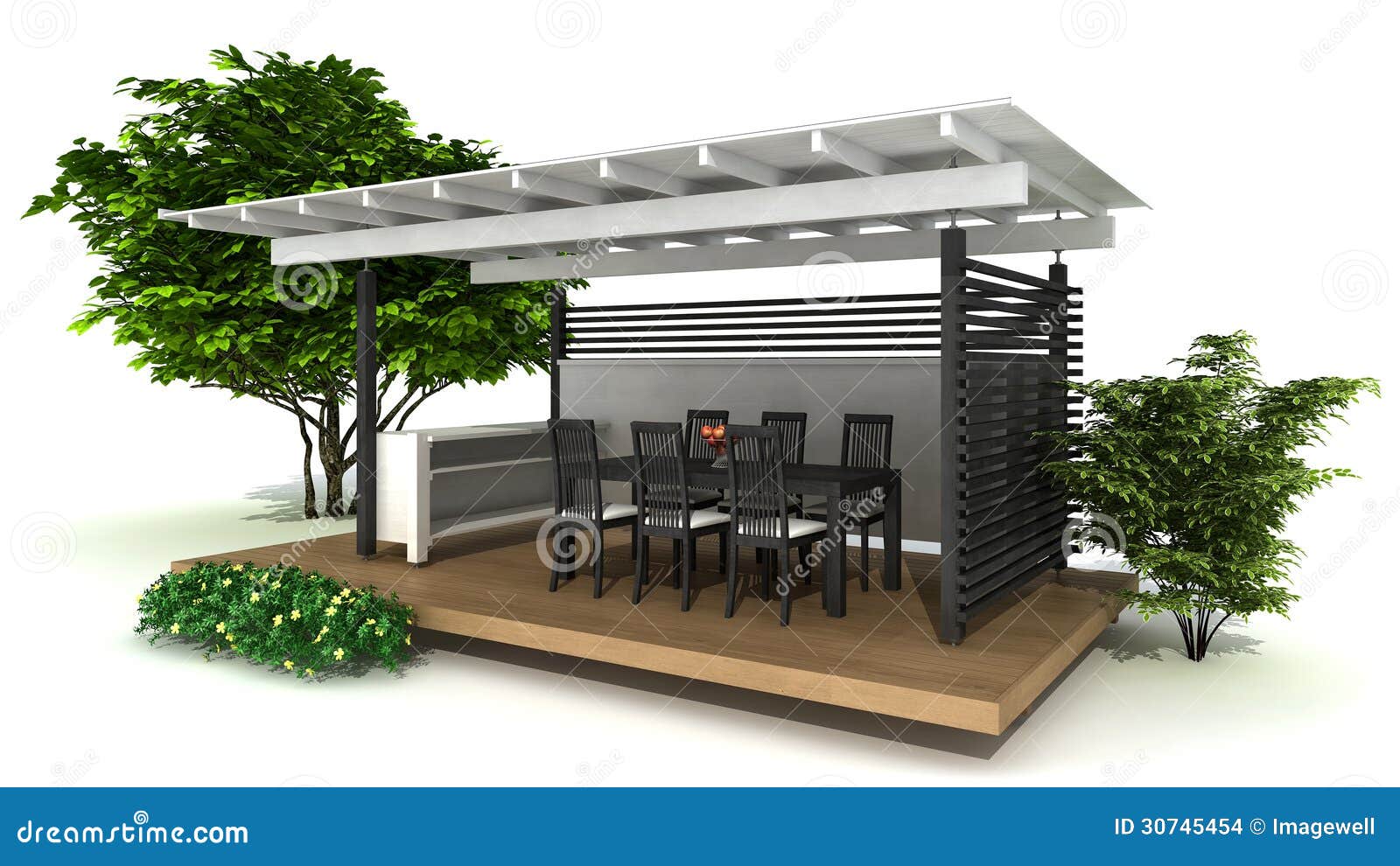 Outdoor kitchen stock illustration. Illustration of plants - 30745454