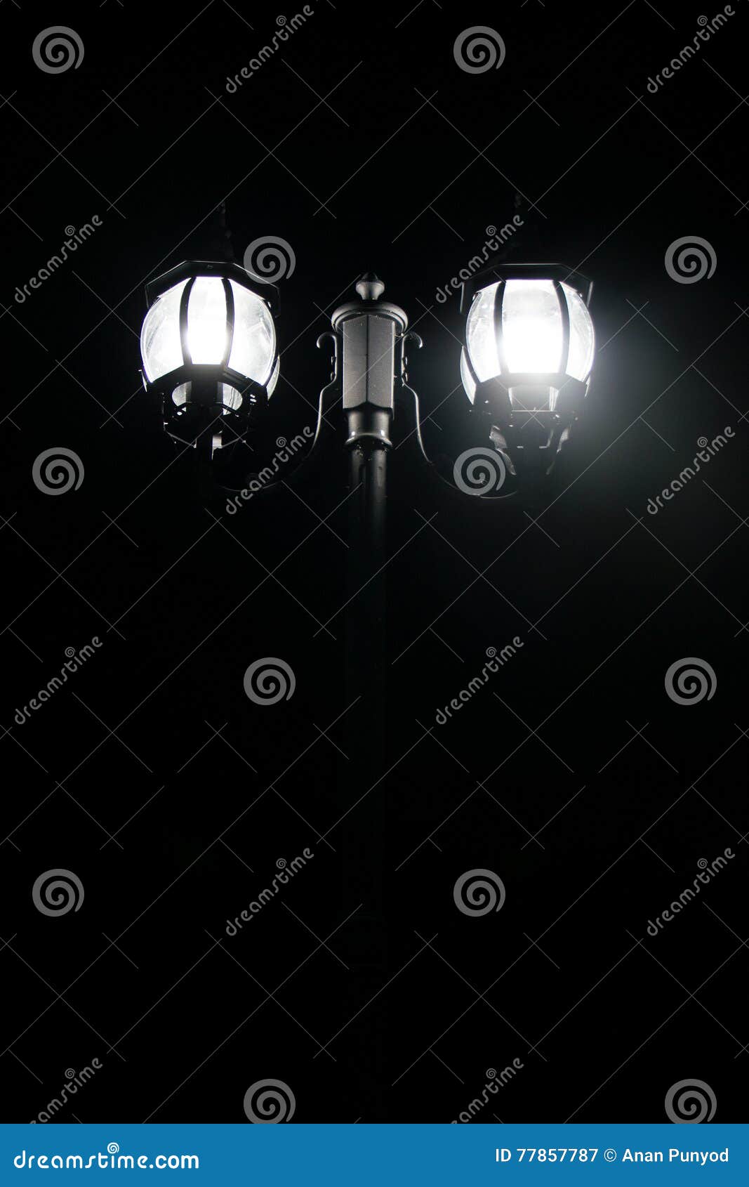 Outdoor Lamp Lighting in Dark Night Time Stock Image - Image of ...