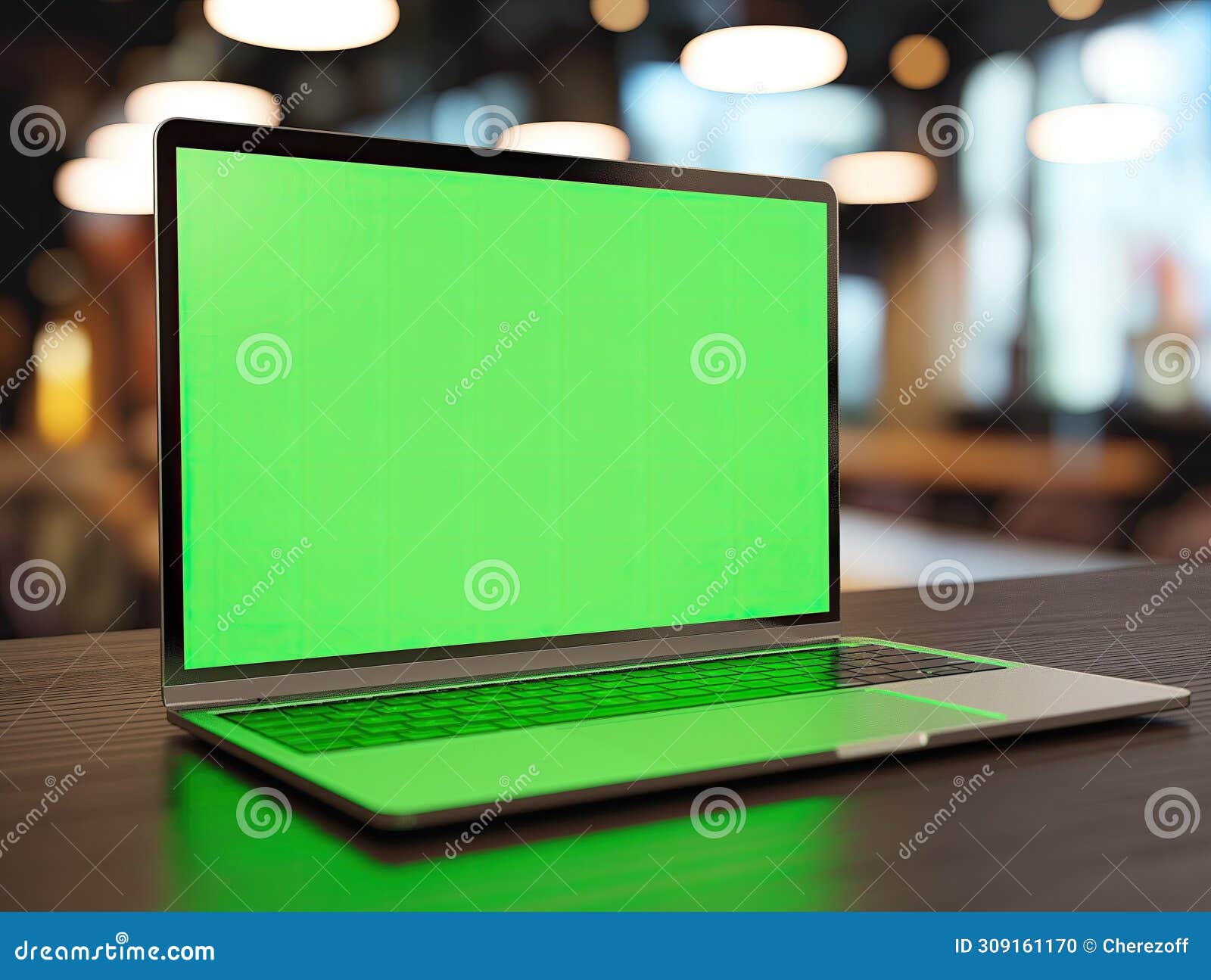 Outdoor Laptop with Green Screen Stock Photo - Image of screen, laptop ...