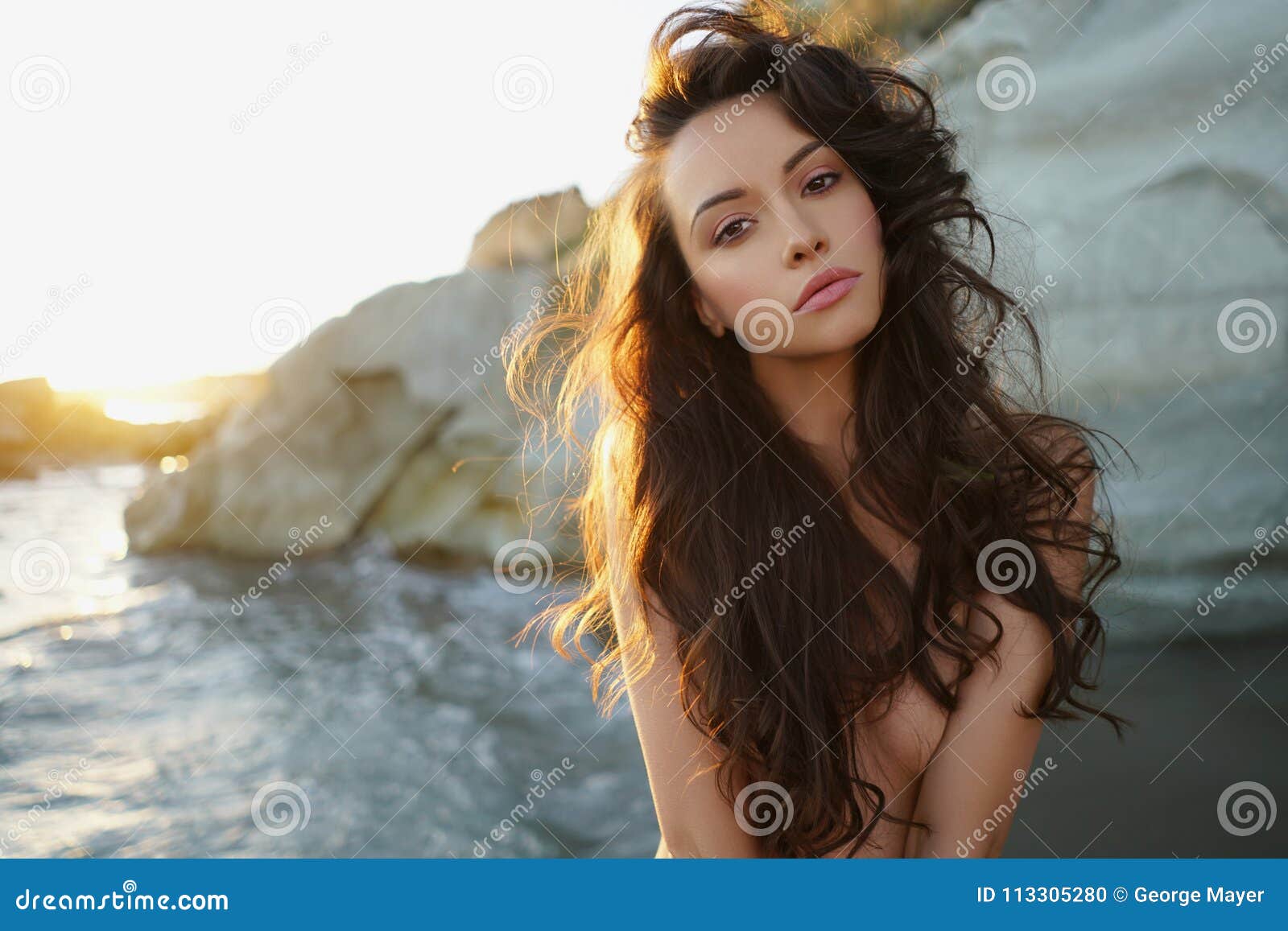 Beautiful Brunette Woman on the Beach Stock Photo - Image of graceful ... Beautiful Brunette Woman on the Beach Stock Photo - Image of graceful ...