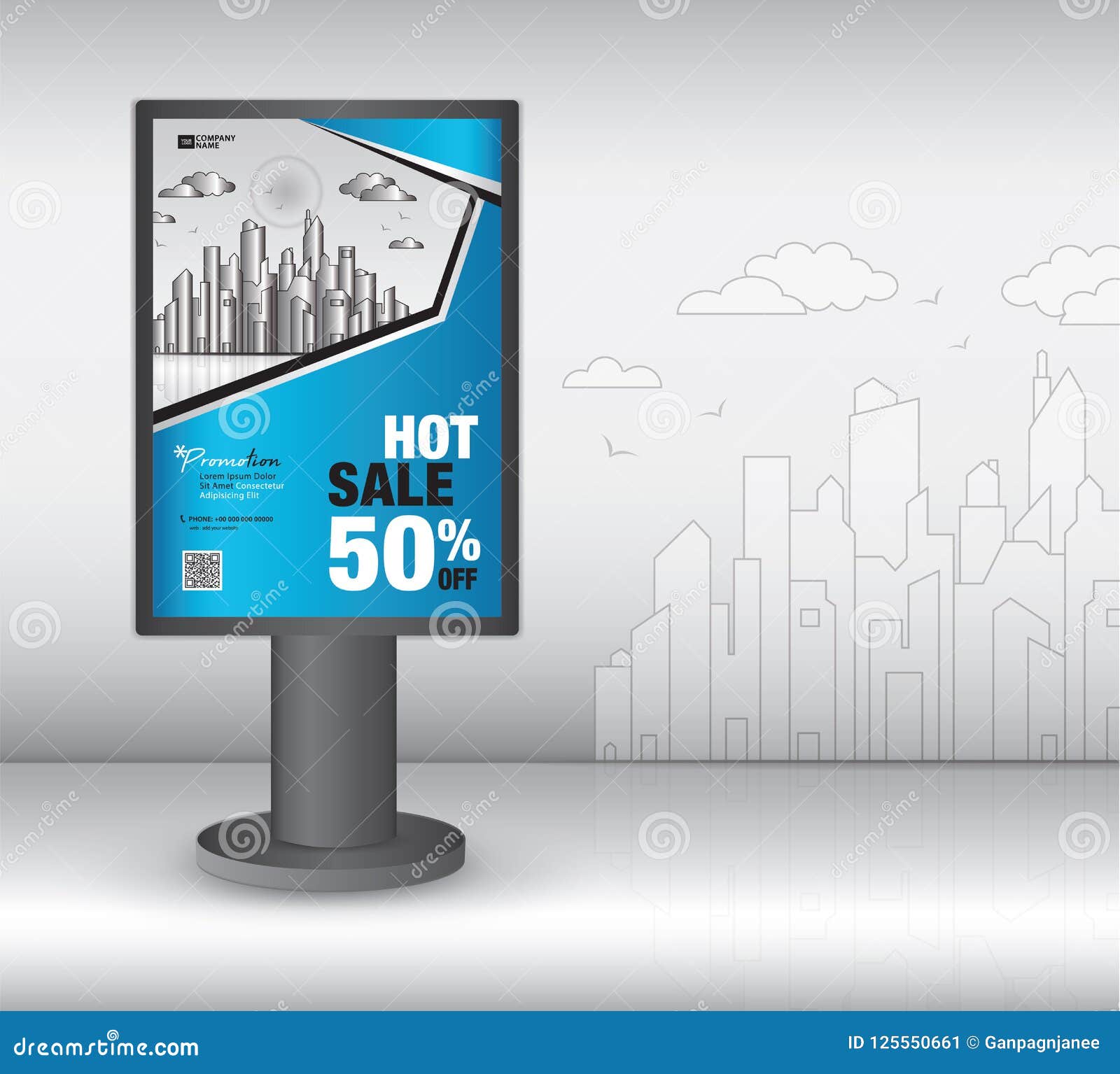 Outdoor Lightbox Template Design, 3d Realistic Construction for Outdoor ...