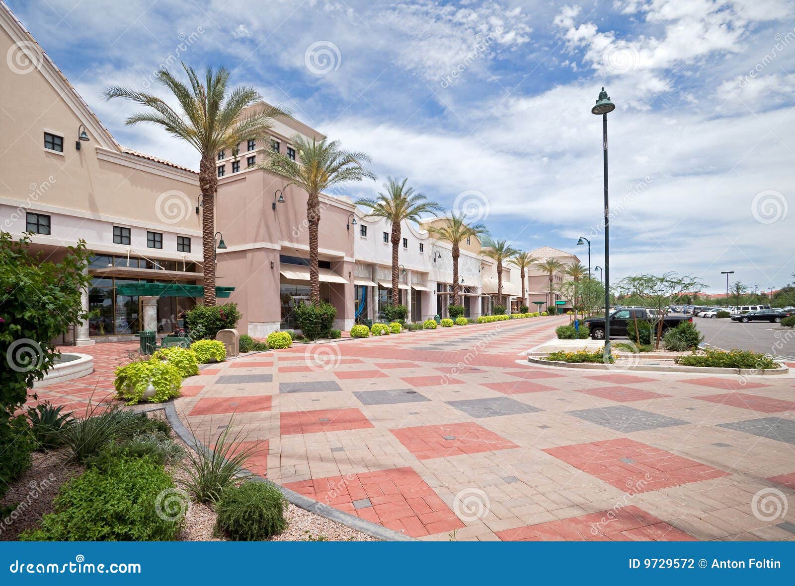 Outdoor Mall stock photo. Image of street, business, plants - 9729572