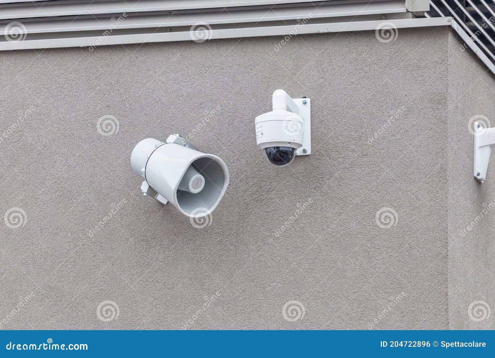 Outdoor Megaphone Security Camera Stock Photo - Image of building ...