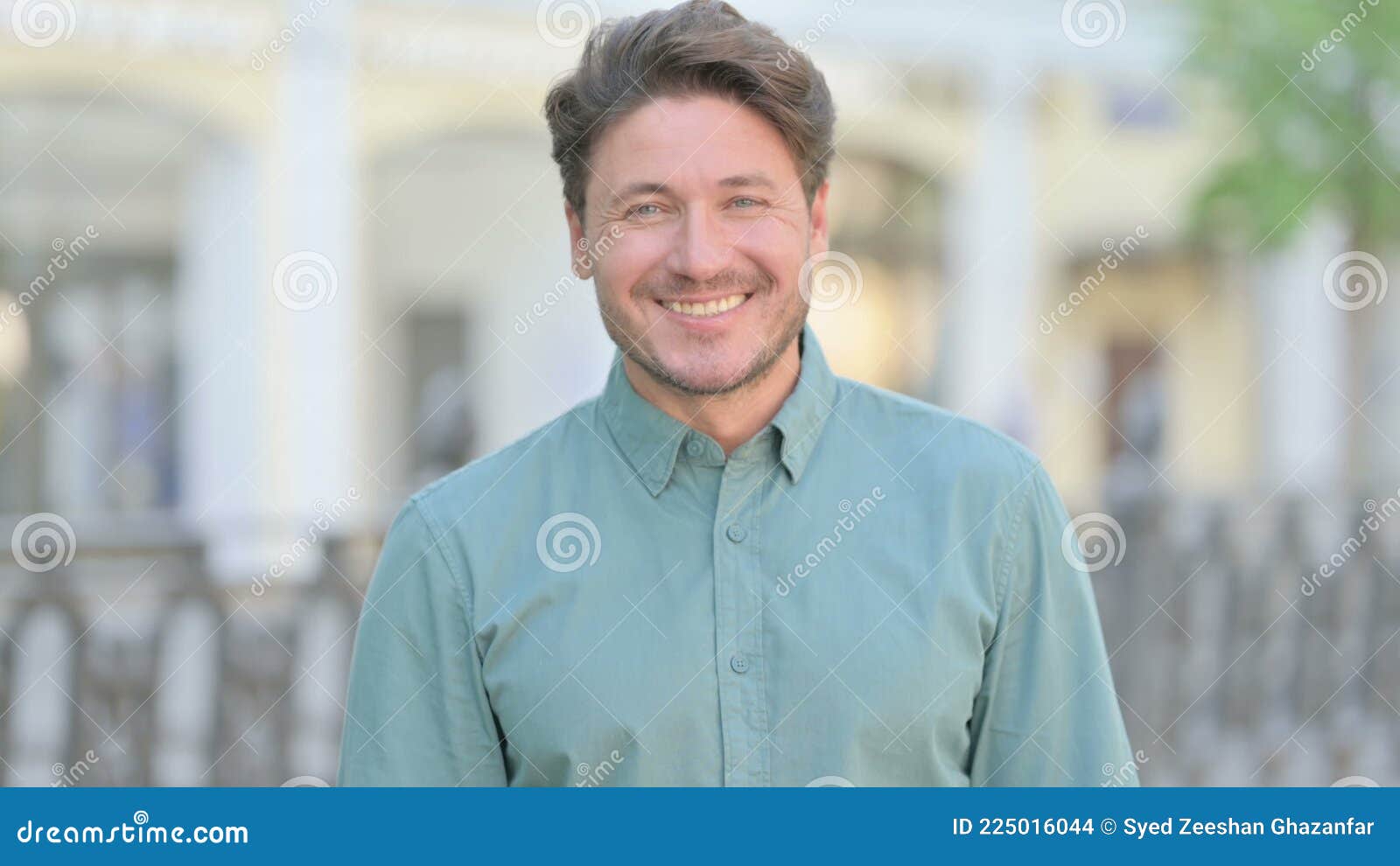 Outdoor Middle Aged Man Smiling at Camera Stock Footage - Video of male ...