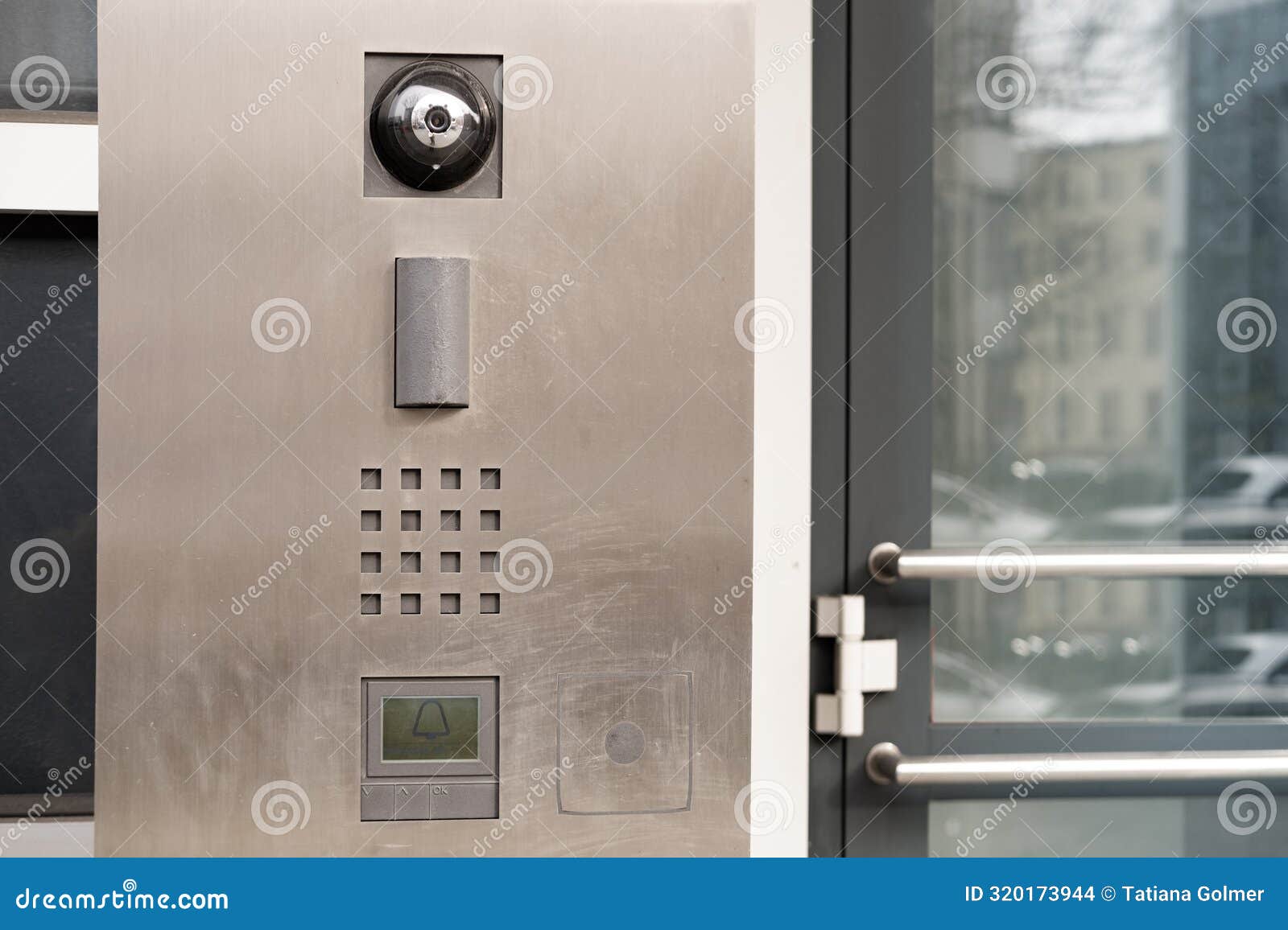 Outdoor Intercom Outside A Residential Building With Empty Name Tag ...