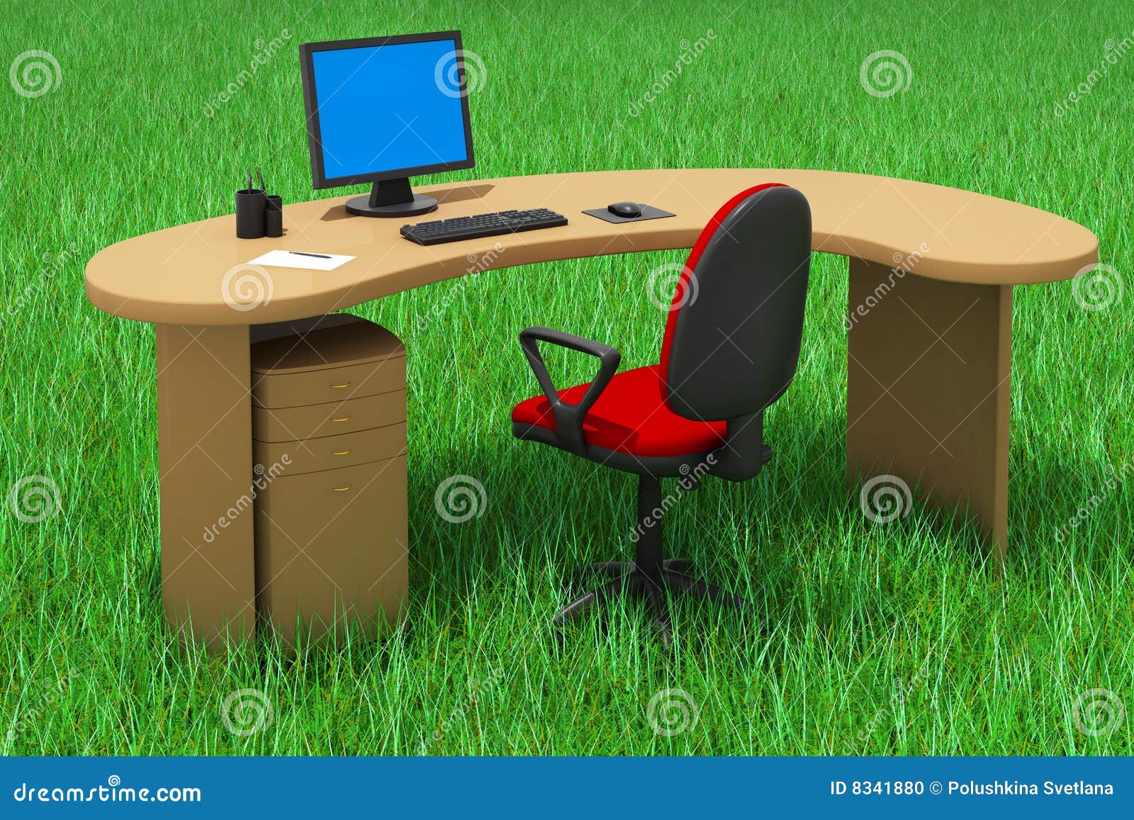 Outdoor office concept stock illustration. Illustration of desktop ...
