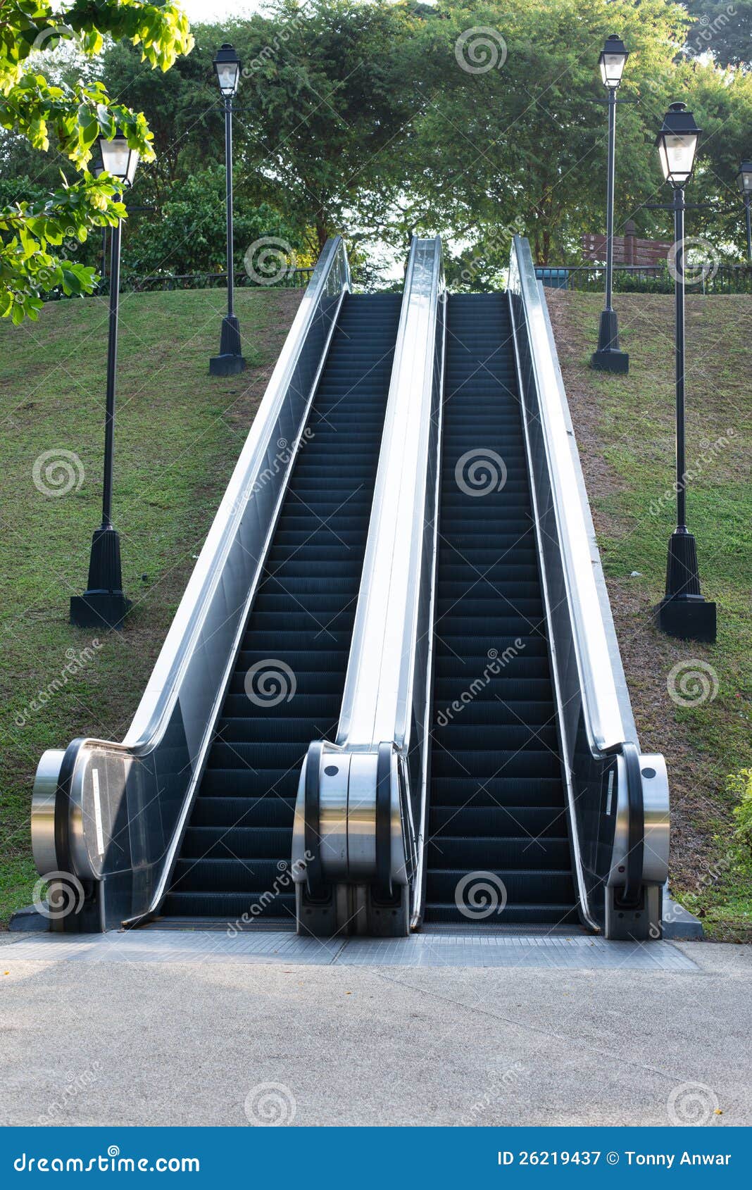 Outdoor Park Escalator stock image. Image of park, environment - 26219437