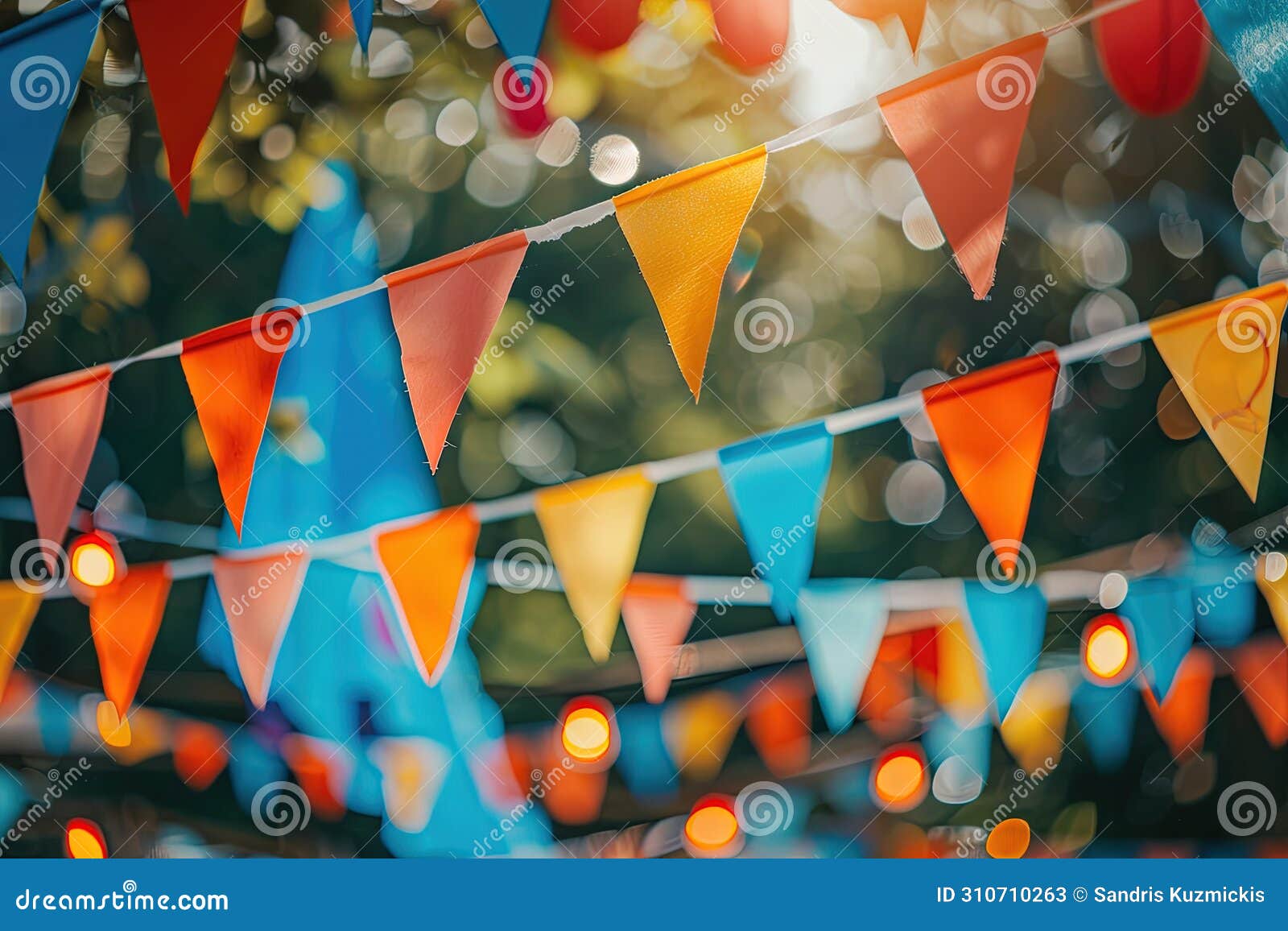 Outdoor Party Colorful Flags Decoration. Generative AI Stock ...
