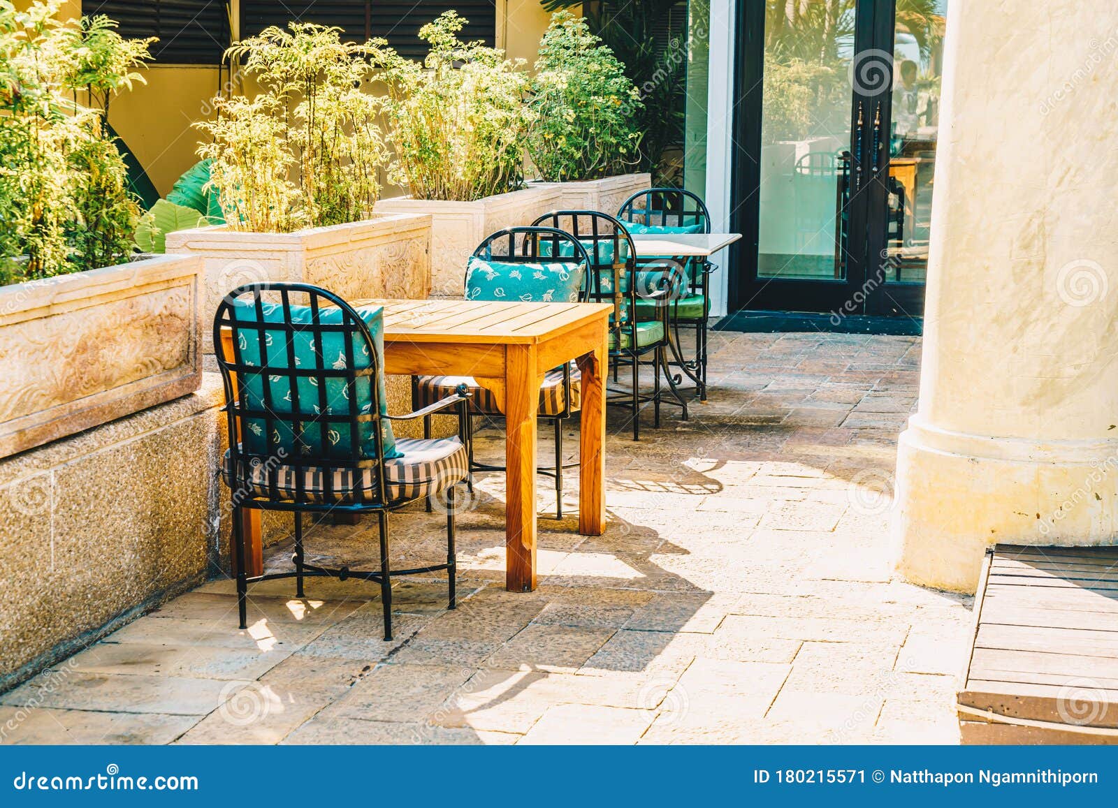 Outdoor Patio Chair and Table Stock Image - Image of sunny, garden ...