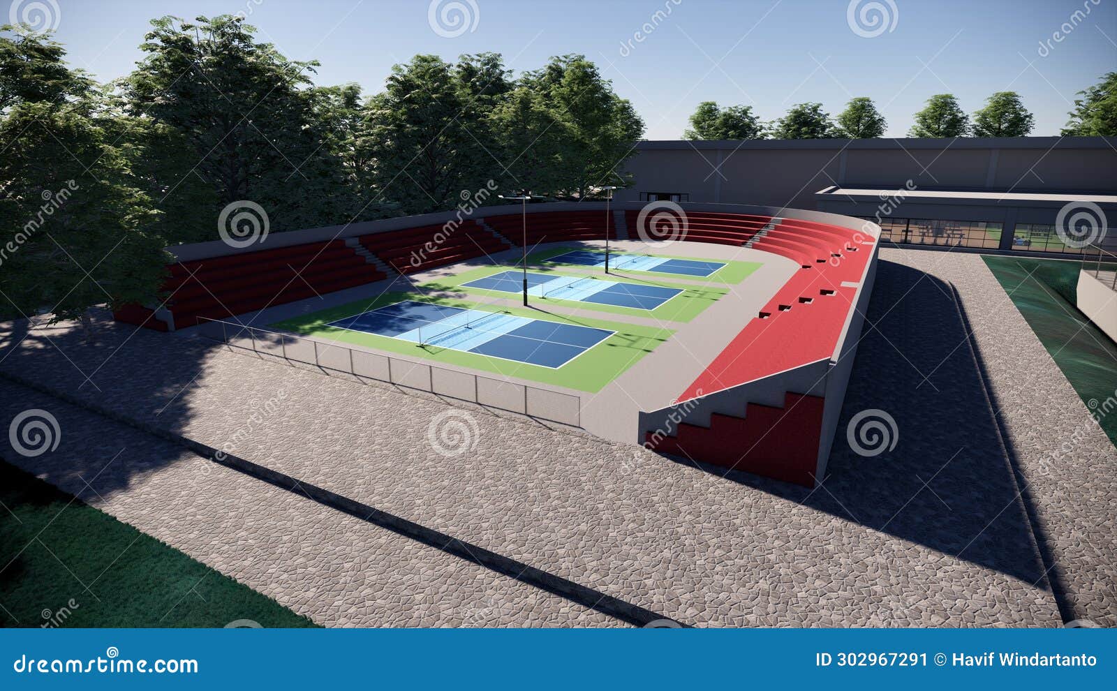 Outdoor Pickleball Court Sport Landscape 3d Render Stock Illustration ...
