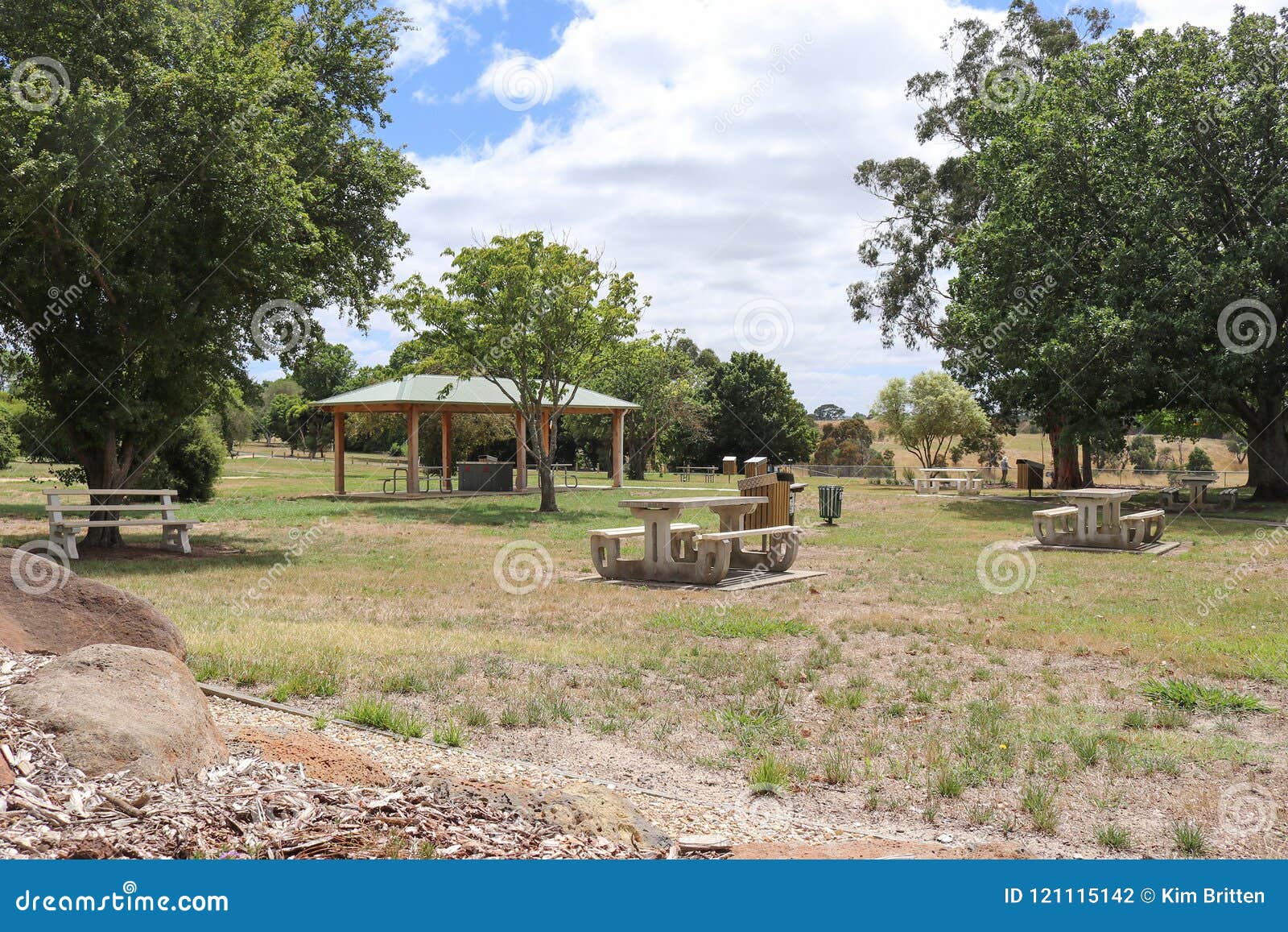 Outdoor Picnic and Recreation Area Stock Photo - Image of families ...