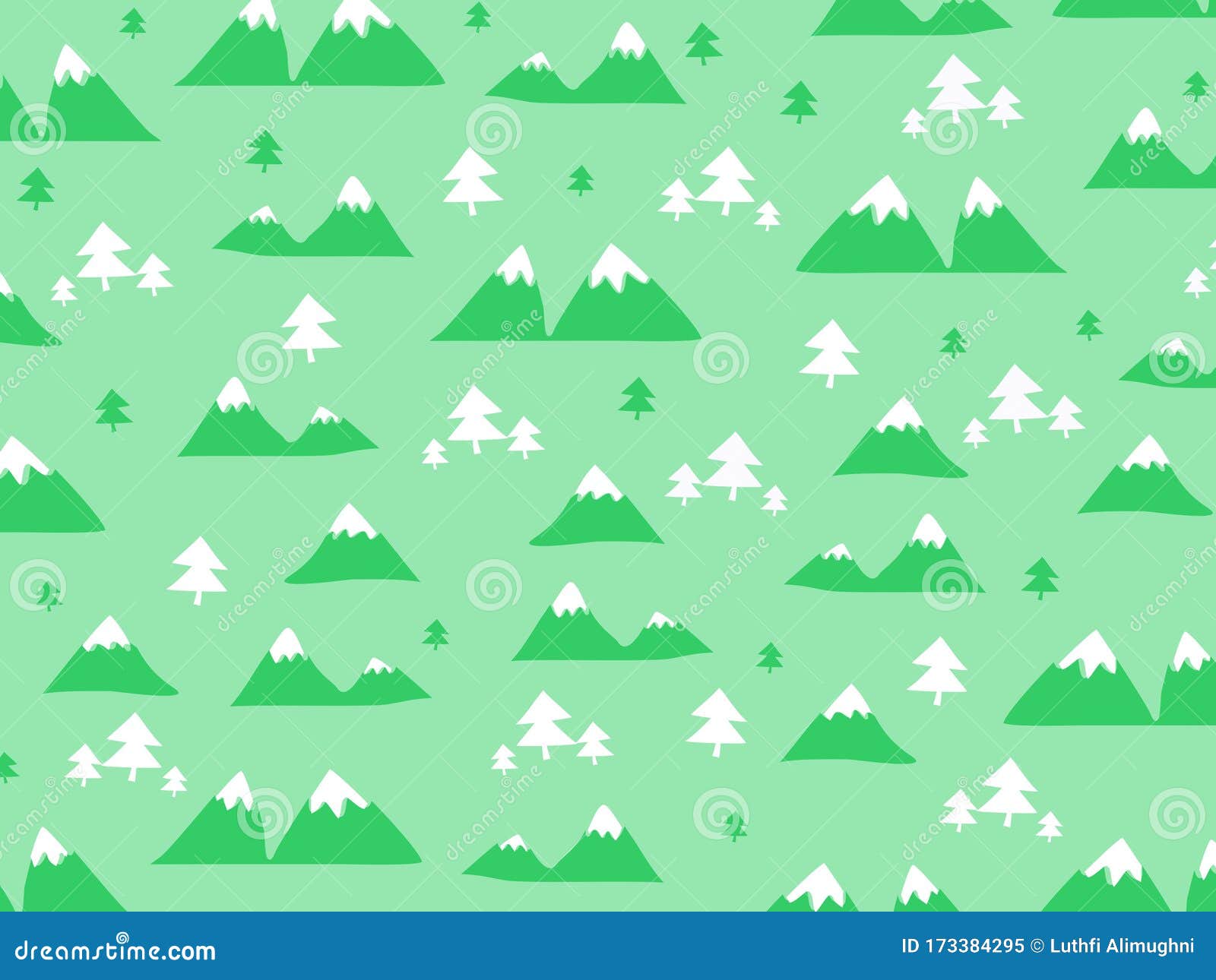 Outdoor Pine Tree and Mountain Seamless Pattern Texture Vector Stock ...