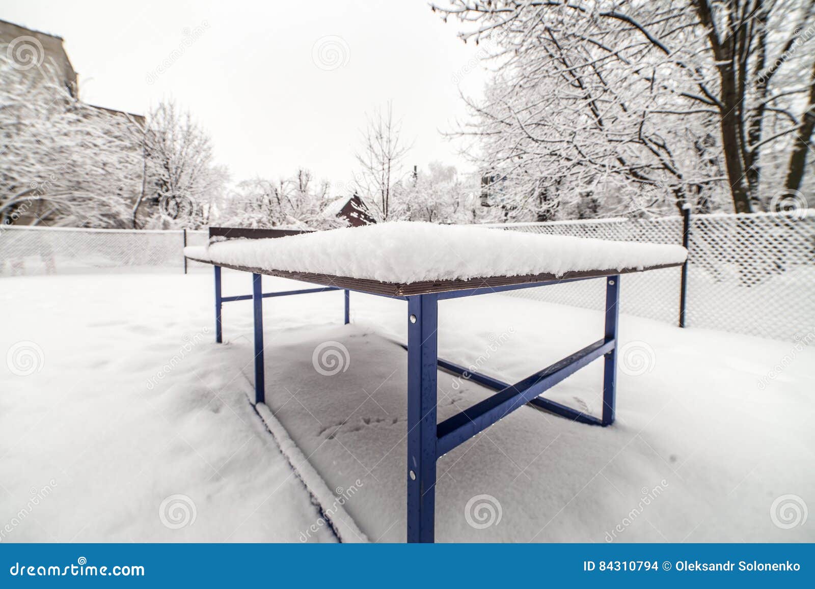 Outdoor Ping-pong Table in Winter Stock Photo - Image of bodybuilder ...