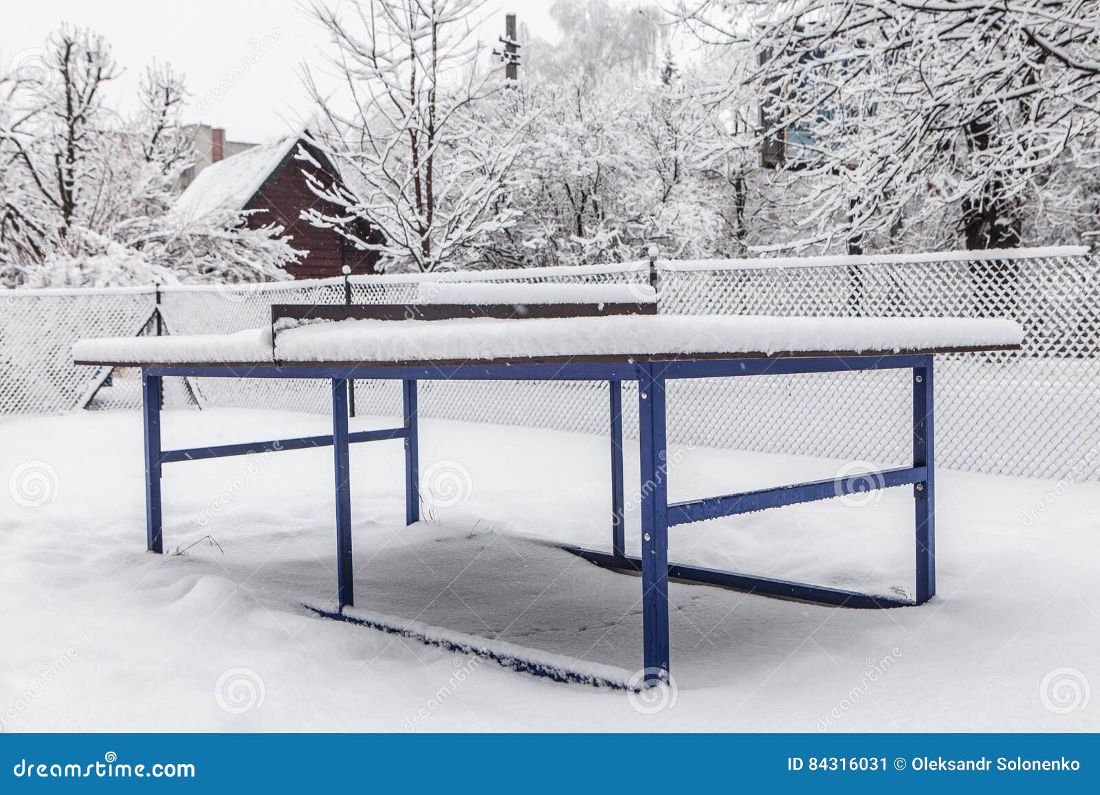 Outdoor Ping-pong Table in Winter Stock Image - Image of active ...