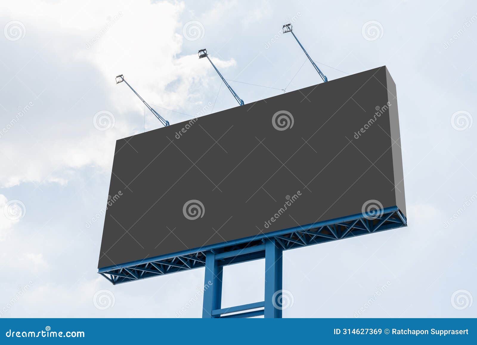 Outdoor Pole Billboard with Blue Sky Background Stock Image - Image of ...
