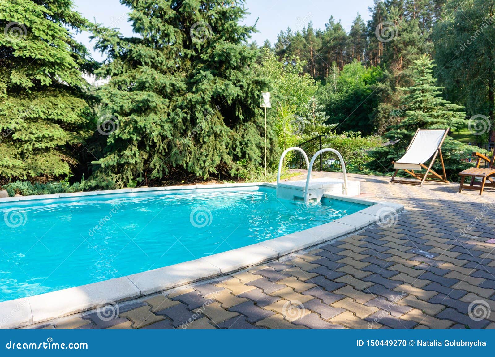 Outdoor Pool with Blue Water in the Forest Park Stock Photo - Image of ...