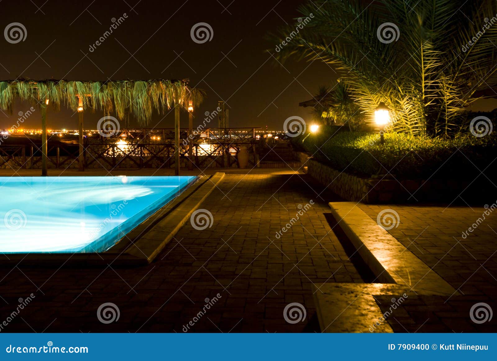 Outdoor pool at night stock photo. Image of resort, outdoor - 7909400