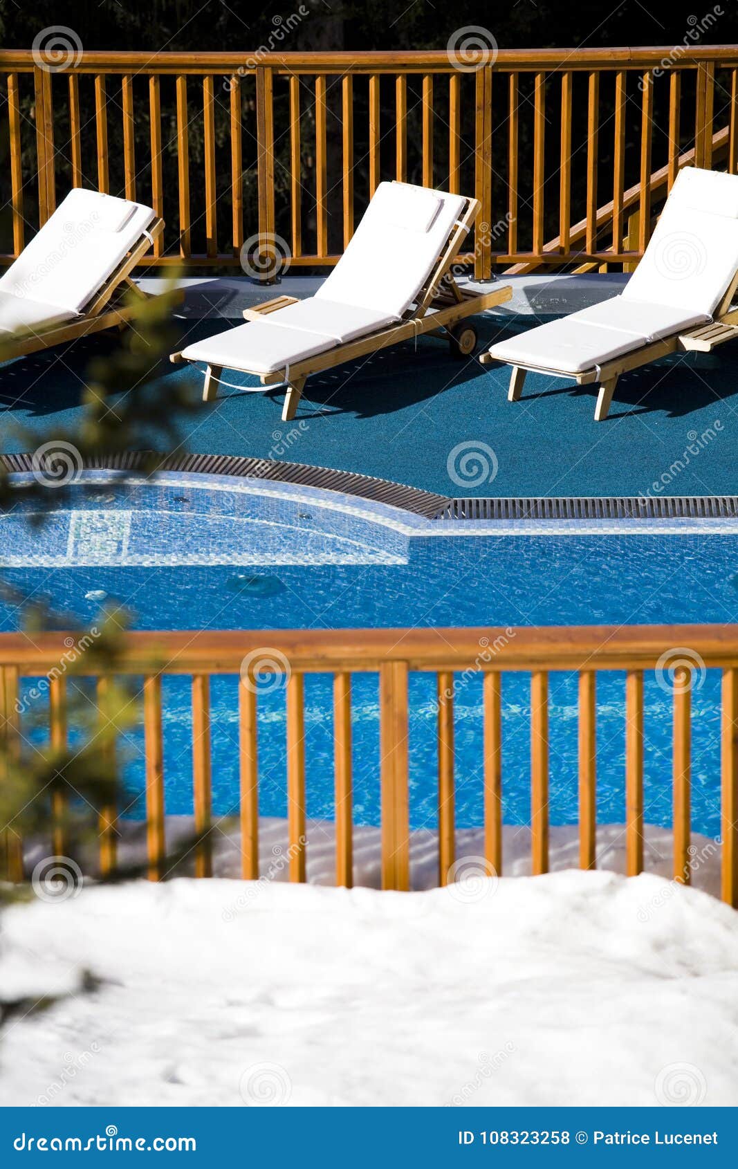 Outdoor pool in the snow stock photo. Image of cold - 108323258