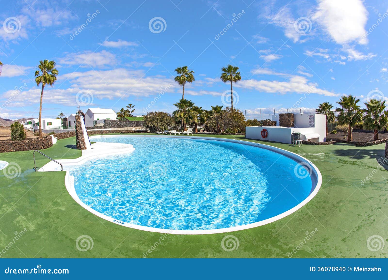 Outdoor pool in Spain stock photo. Image of living, round - 36078940