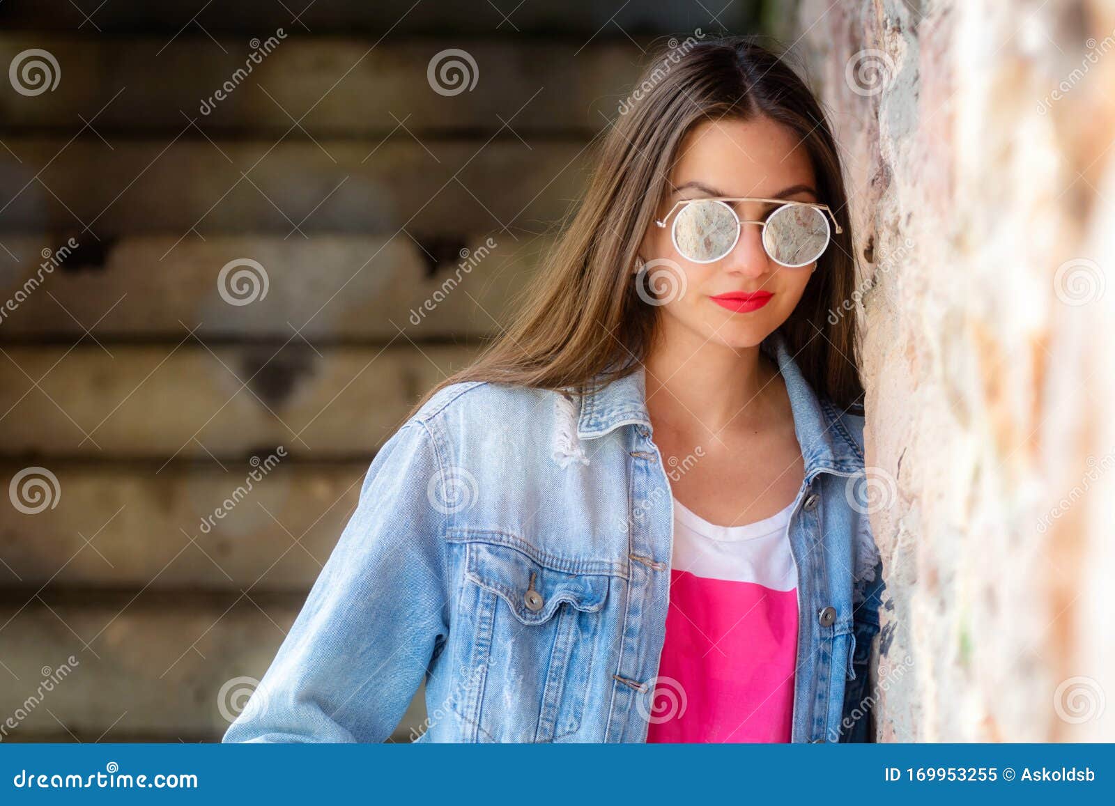 Outdoor Portrait Of Beautiful Young Woman In Sunglasses Soft