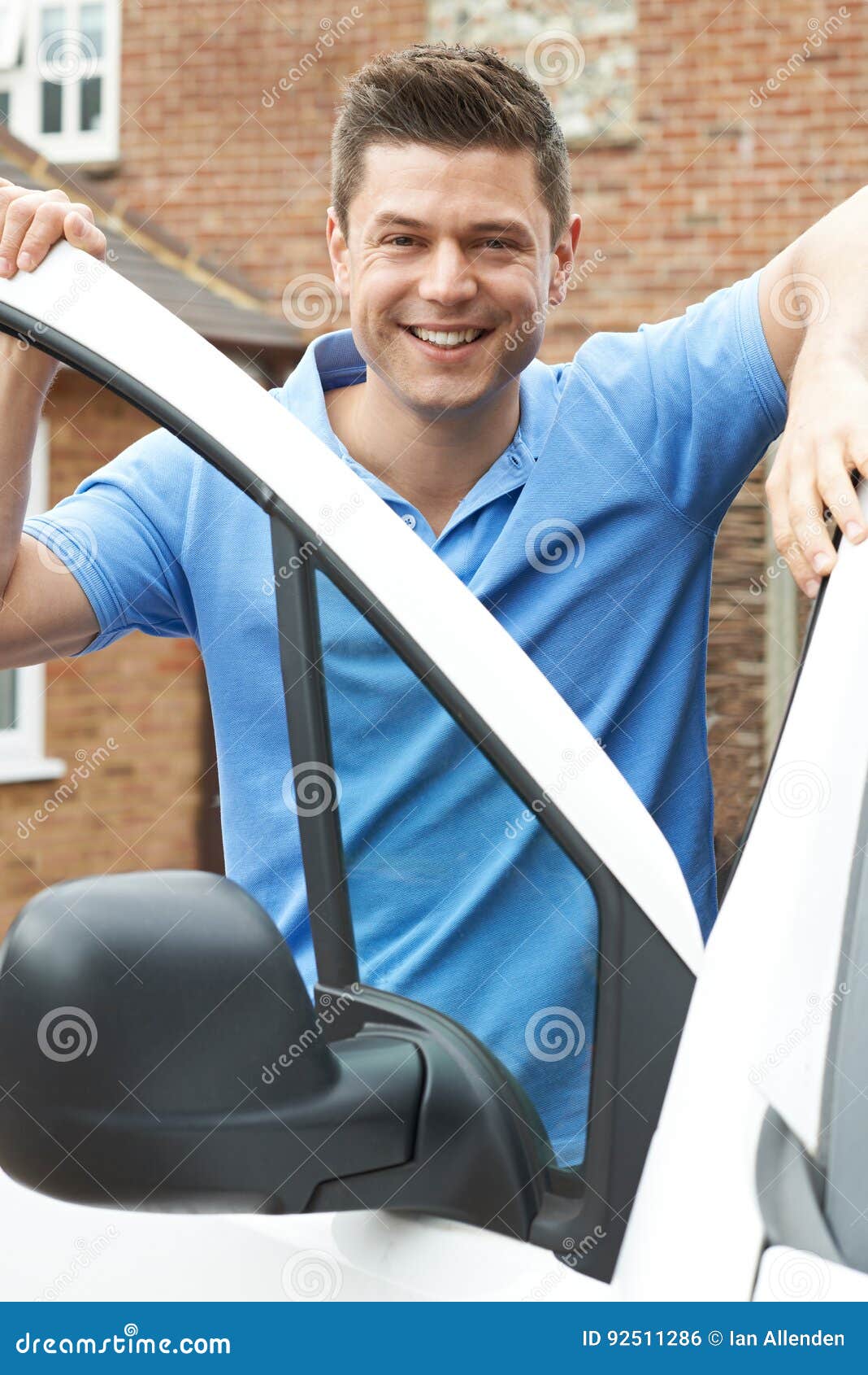 Outdoor Portrait of Driver with Van Stock Photo - Image of portrait ...