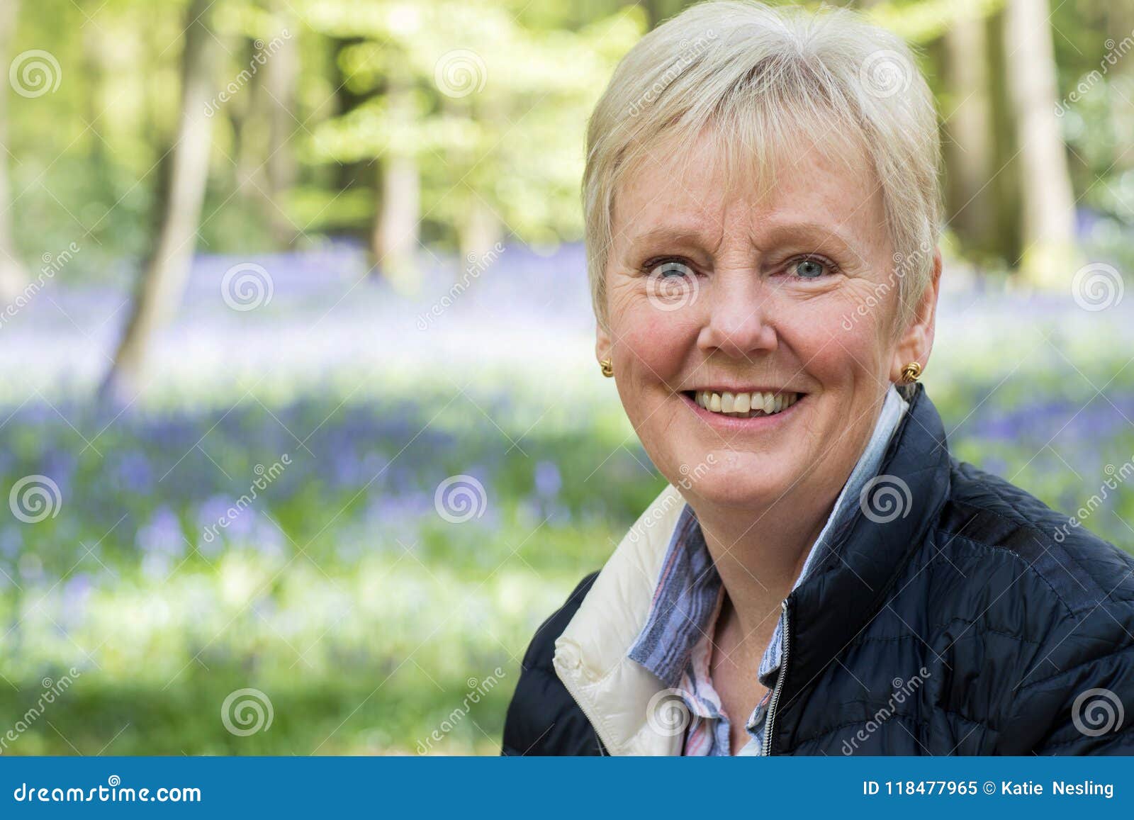 Outdoor Portrait of Happy Senior Woman in Bluebell Wood Stock Image ... Outdoor Portrait of Happy Senior Woman in Bluebell Wood Stock Image ...