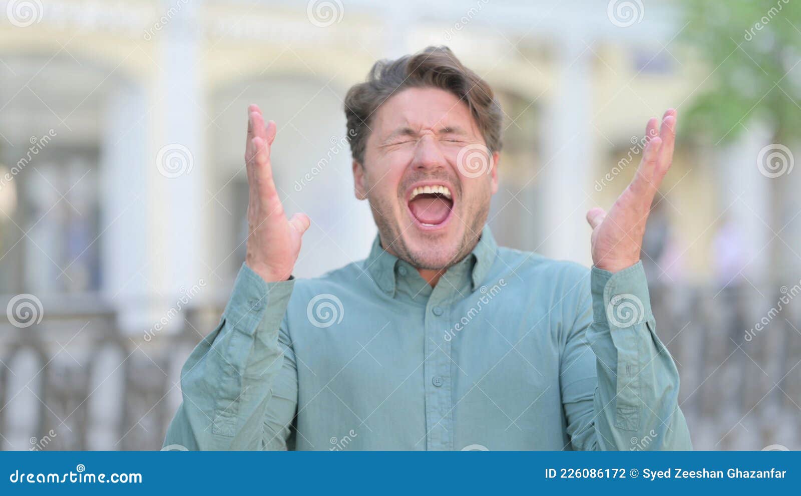 Outdoor Portrait of Man Screaming, Shouting Stock Photo - Image of ...