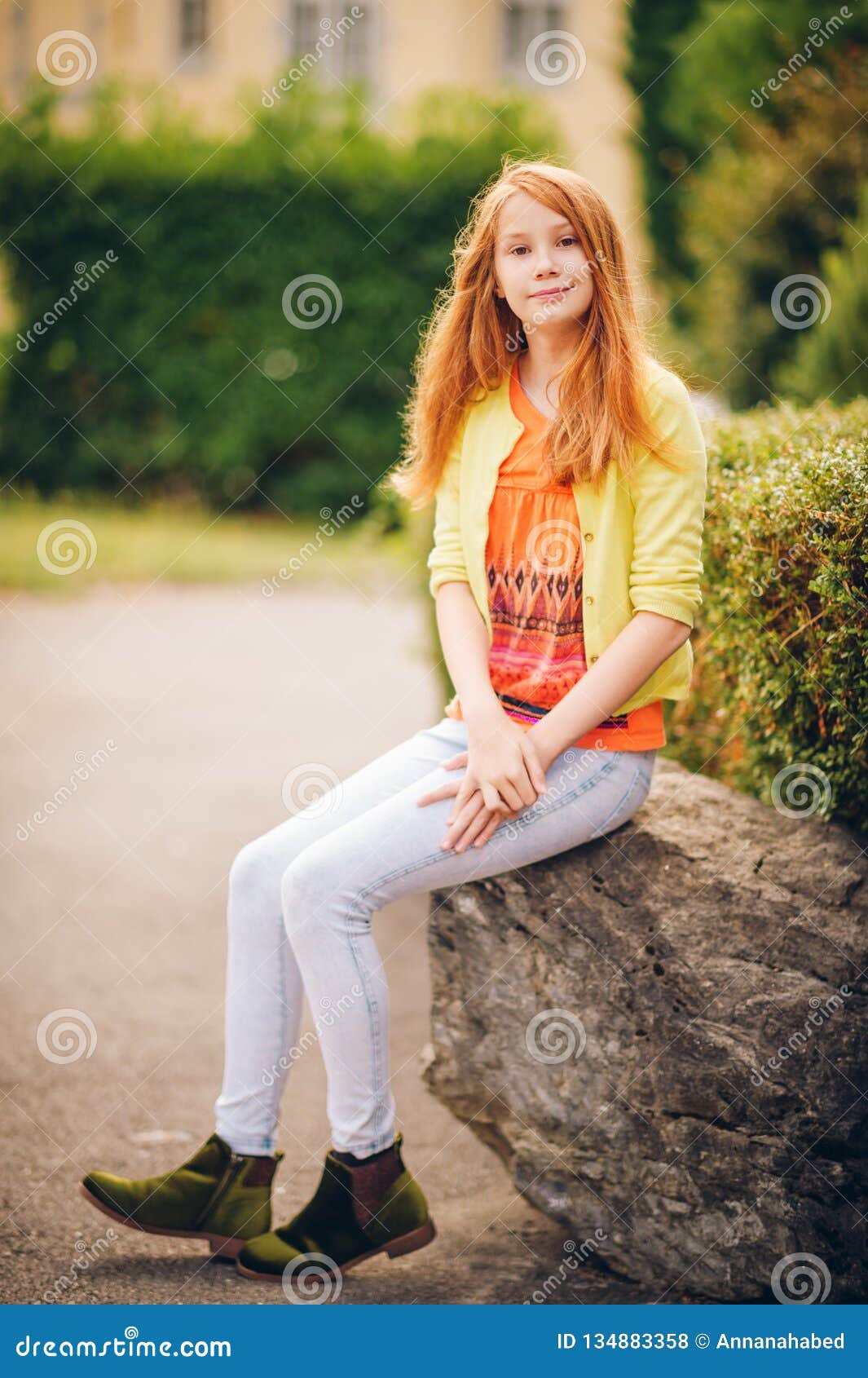 Outdoor Portrait of Pretty Little Girl with Red Hair Stock Photo ... Outdoor Portrait of Pretty Little Girl with Red Hair Stock Photo ...