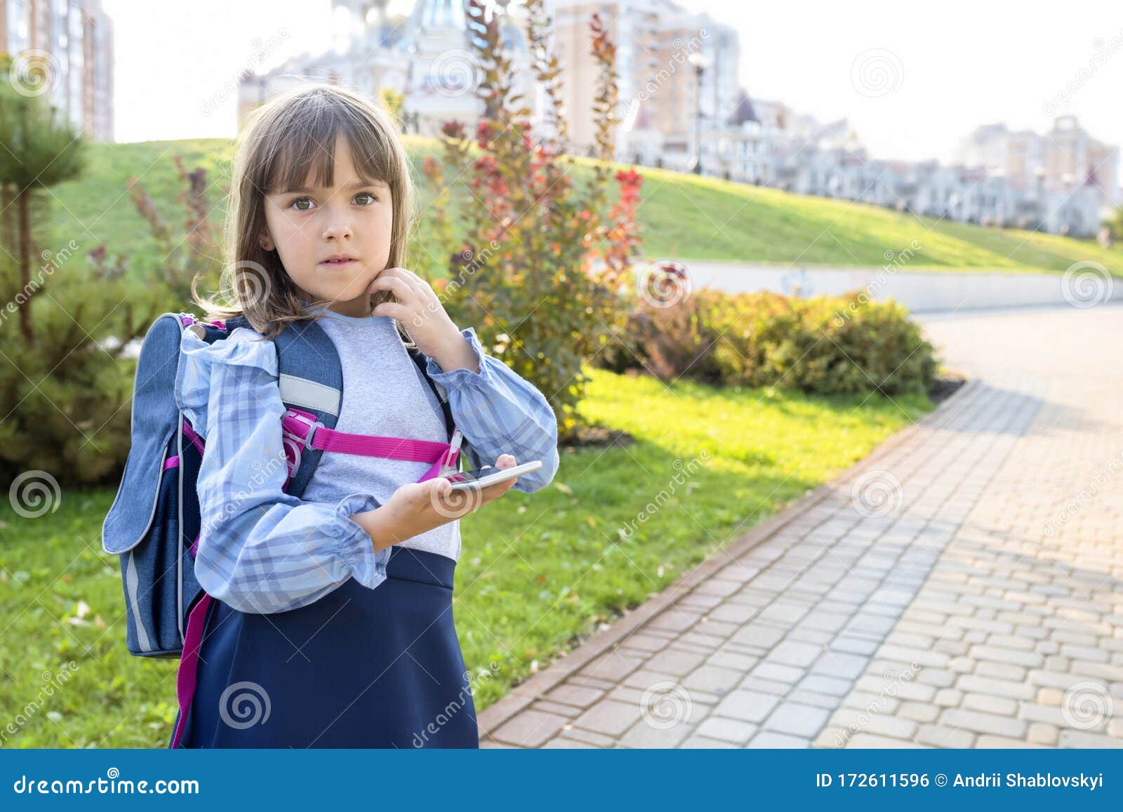 Outdoor Portrait of a Primary School Student in a Park Stock Photo ...