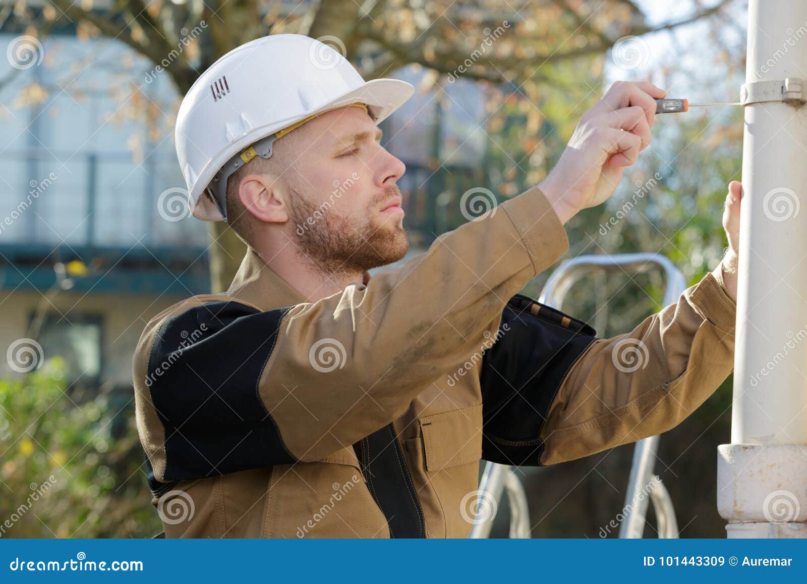 Outdoor Portrait Young Builder Stock Image - Image of business ...