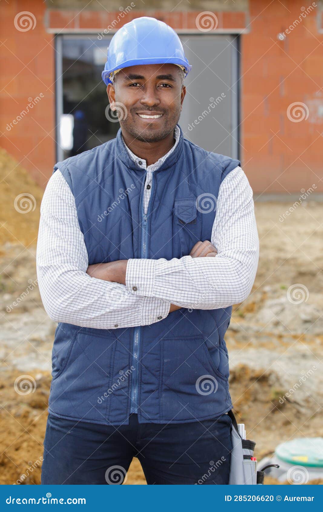Outdoor Portrait Young Builder Stock Photo - Image of architect, work ...