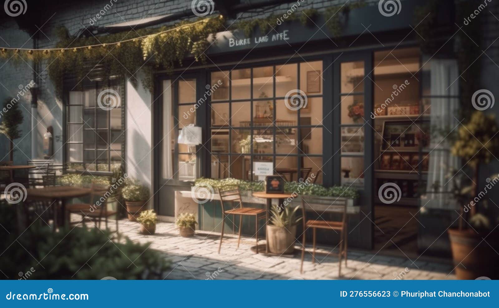 Outdoor Premium Cafe with Generative AI Stock Illustration ...