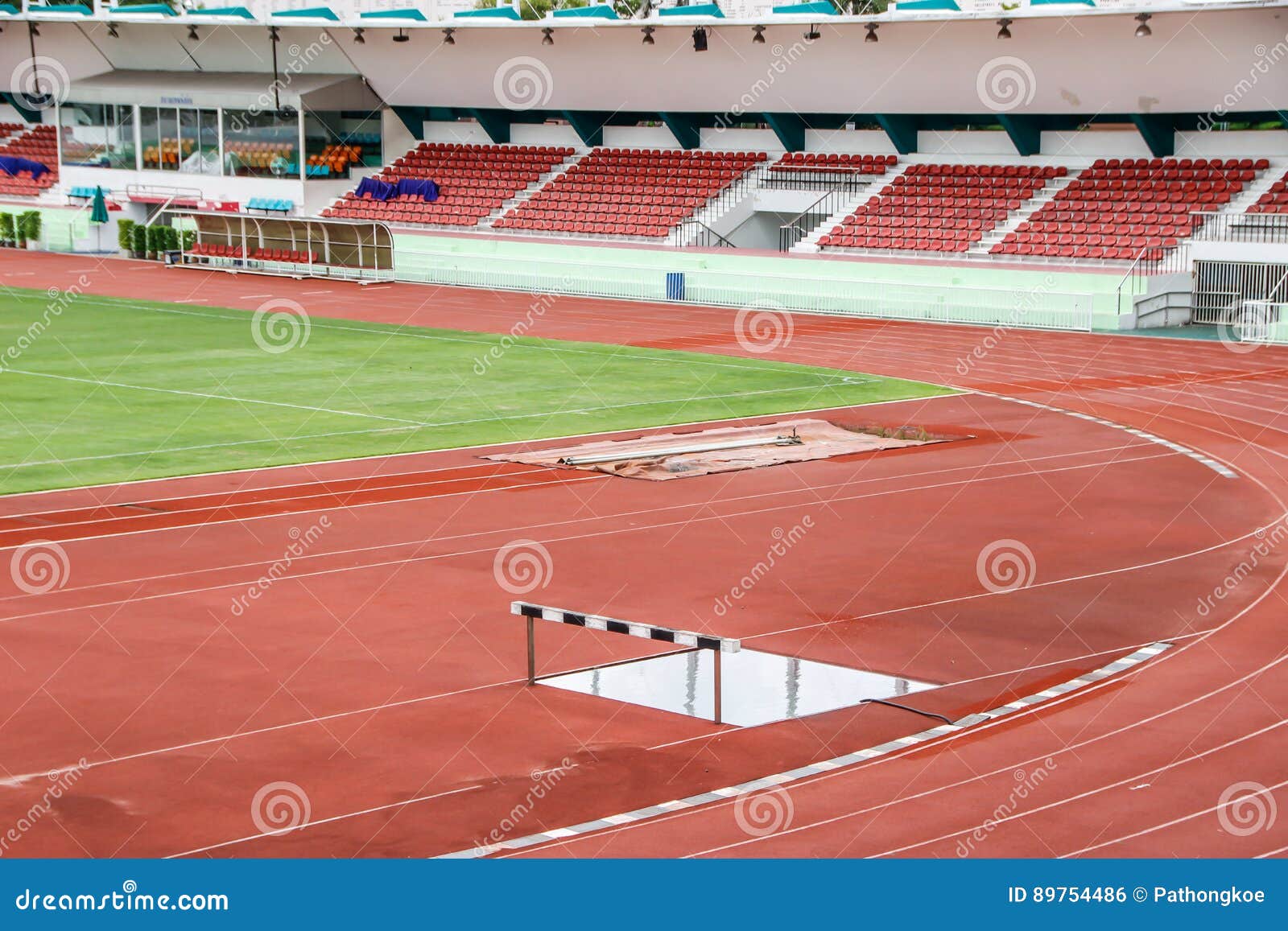 Outdoor Red Running Track in Stadium. Stock Photo - Image of track ...