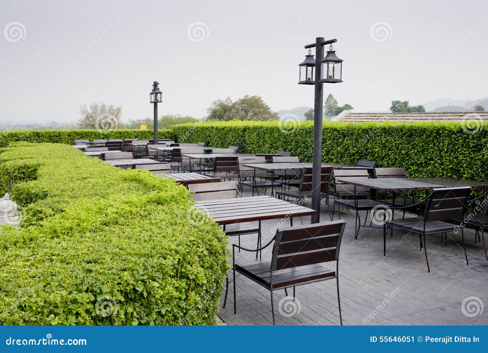 Outdoor Restaurant Open Air Chairs with Table. Summer Stock Image ...
