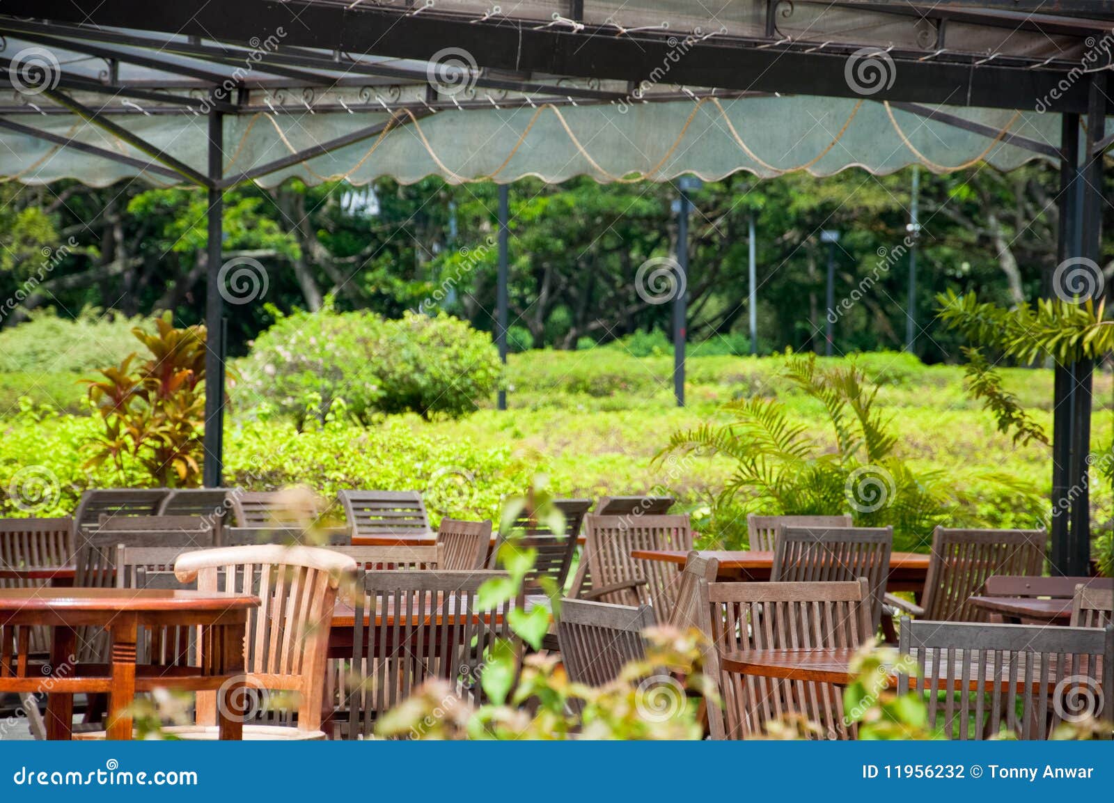 Outdoor Restaurant by the Park Stock Photo - Image of morning, food ...