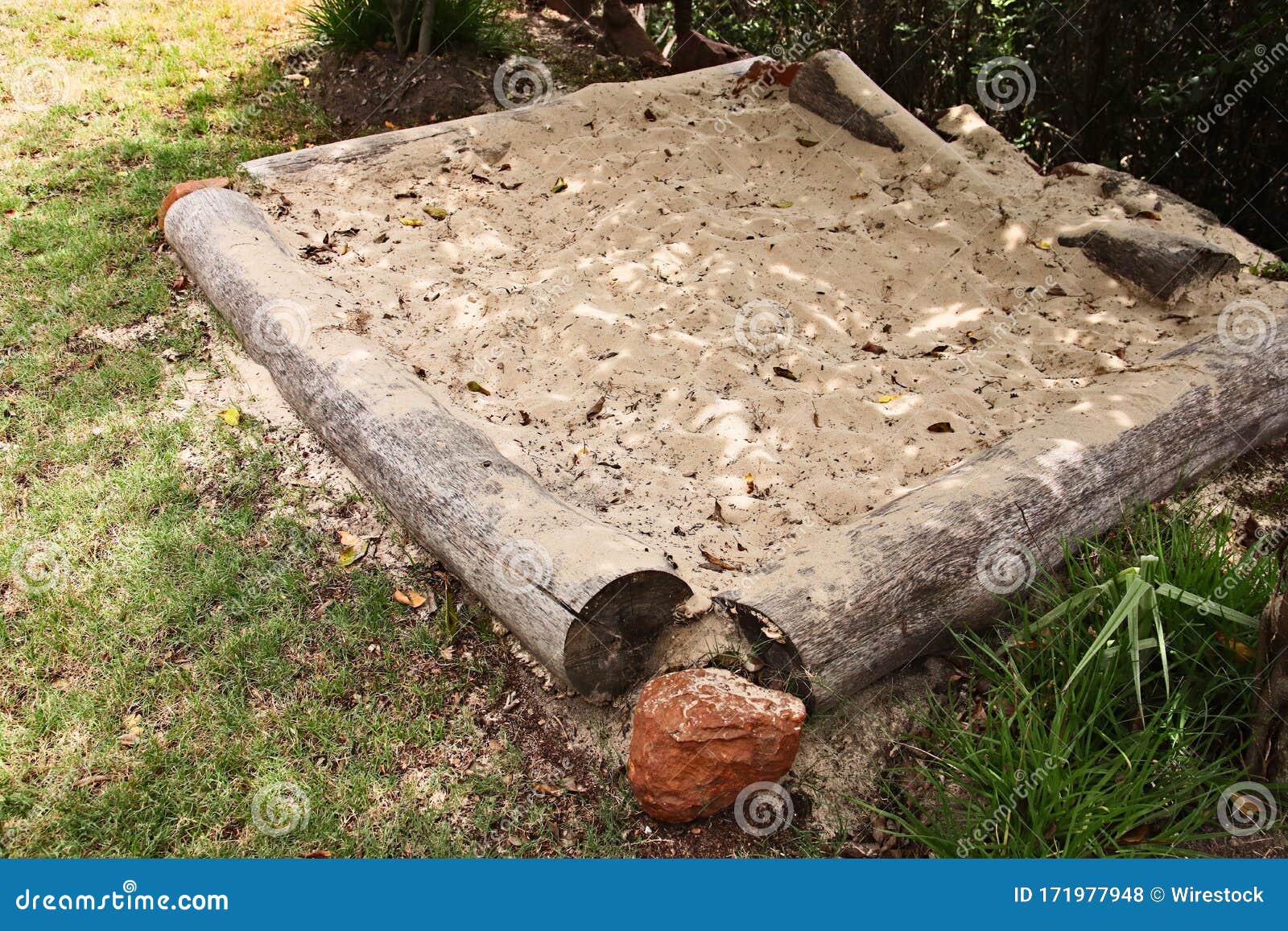 An Outdoor Sand Pit with No Children in it. Stock Photo - Image of ...