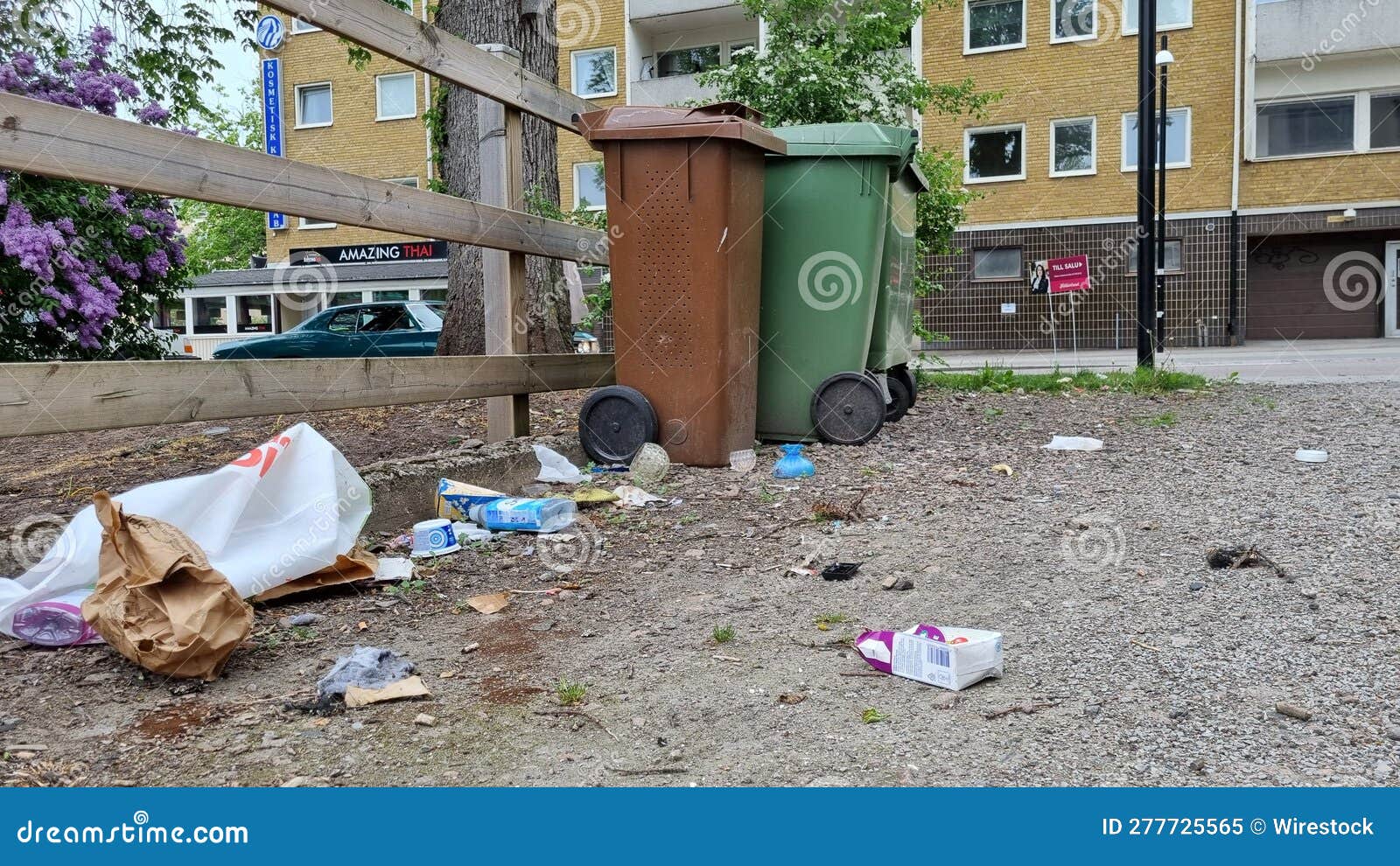 Outdoor Scene Featuring Two Wheeled Garbage Cans Editorial Image ...