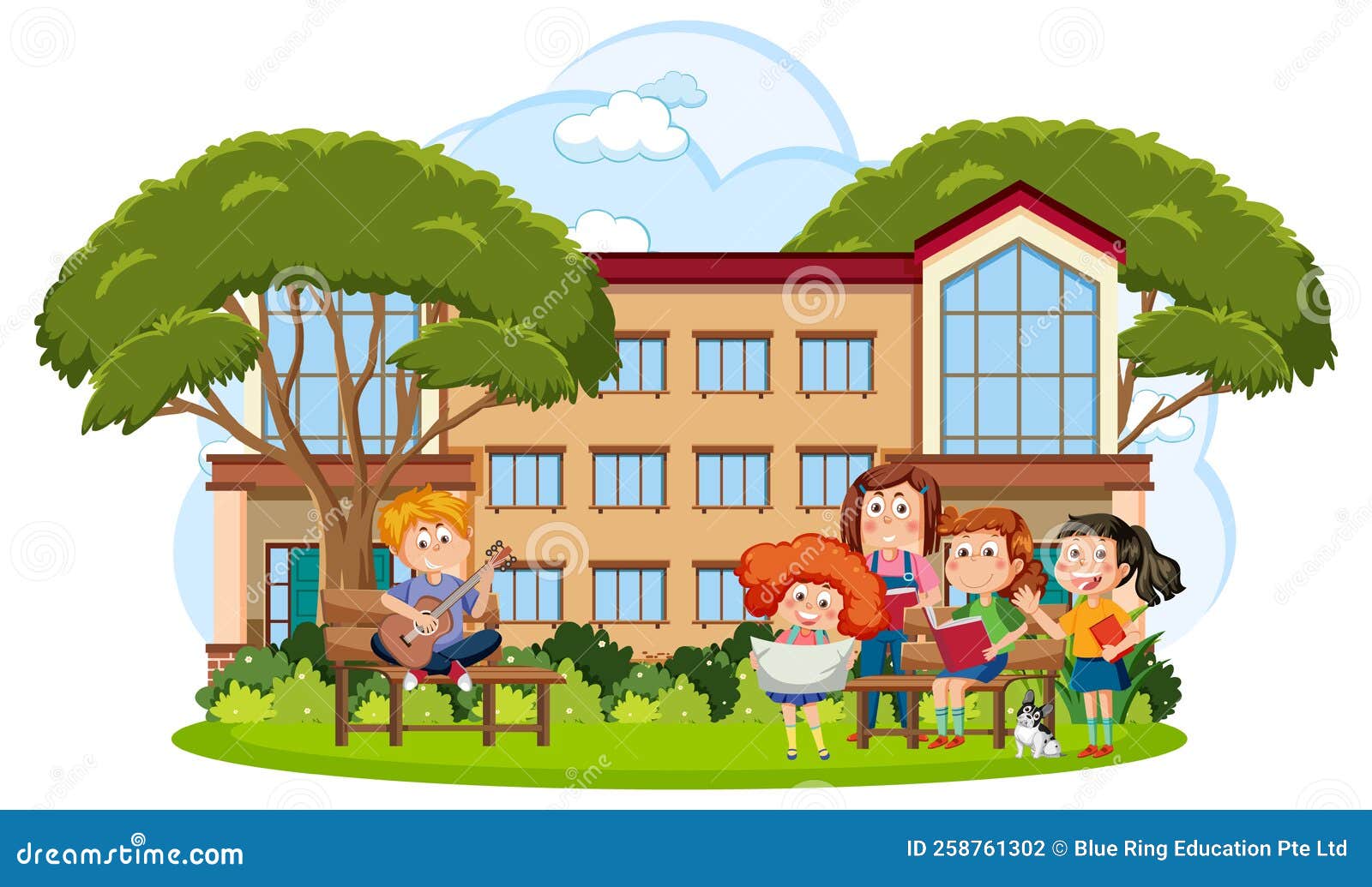 Outdoor Scene with School Kids Stock Vector - Illustration of clipart ...