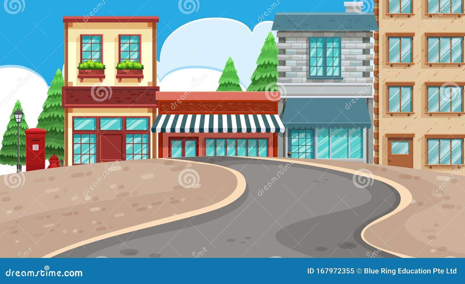 An outdoor scene with town stock vector. Illustration of daylight ...