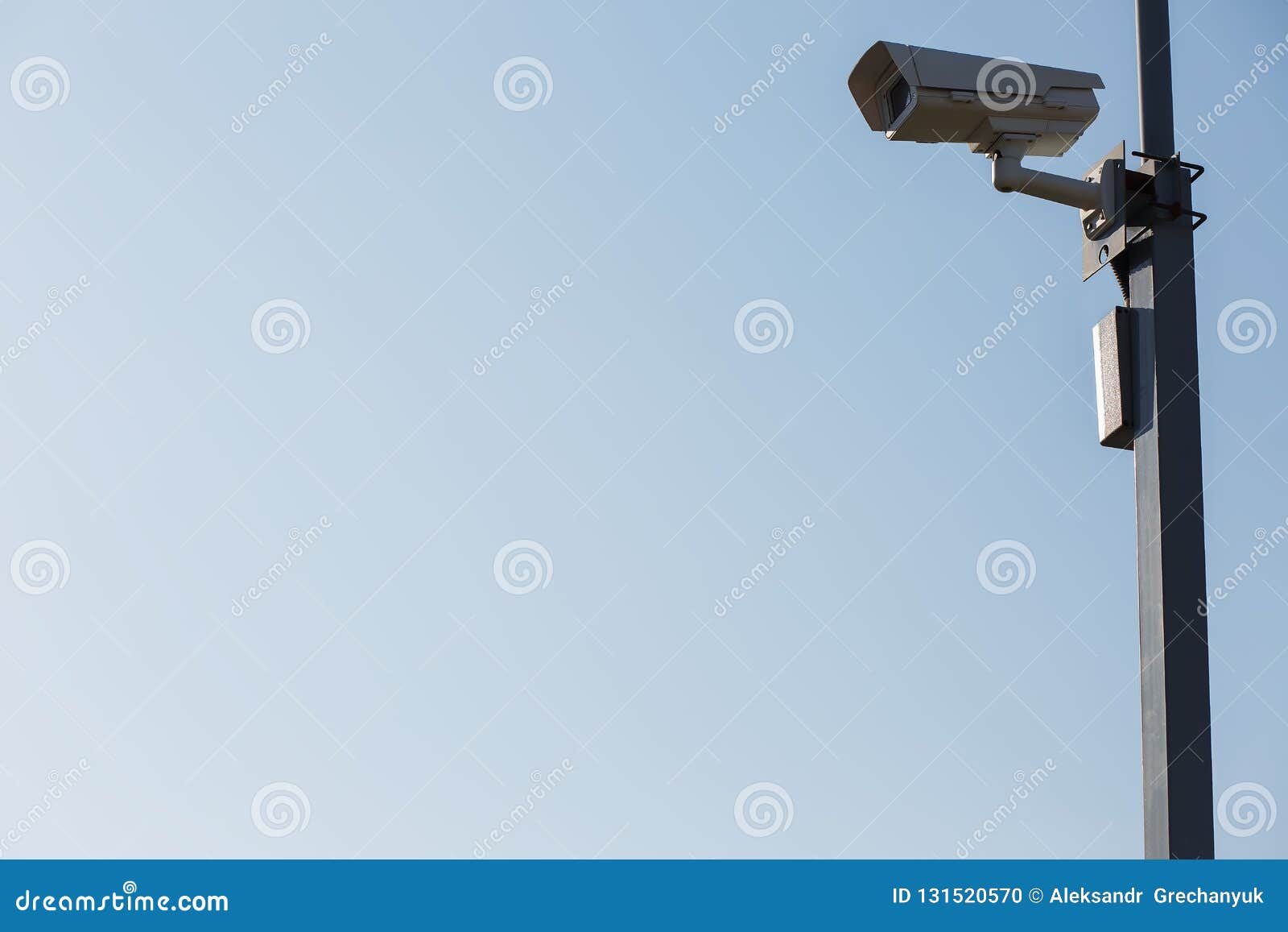 Outdoor Security Camera on Blue Sky Background. Stock Photo - Image of ...